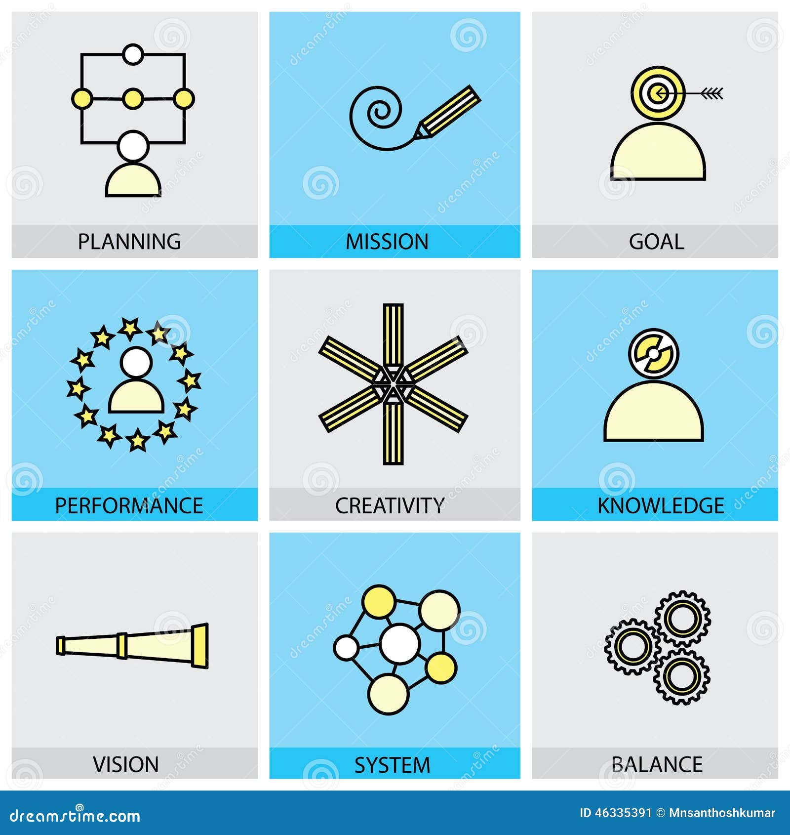 Flat Design Set of Vector Line Icons of Planning Mission Goal Ta Stock ...