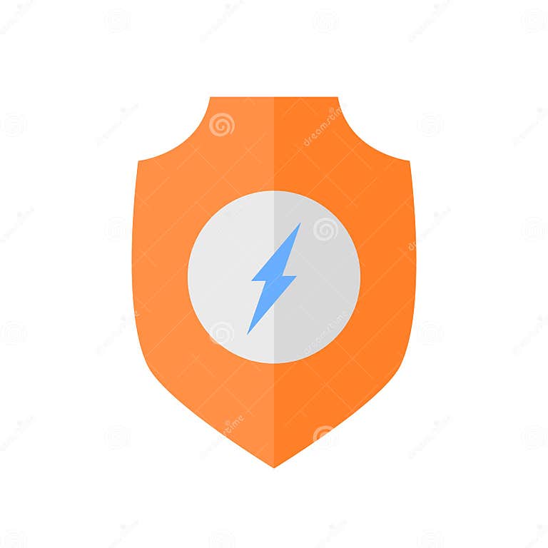 Flat Design Shield with Lightning Bolt. Vector Stock Vector ...