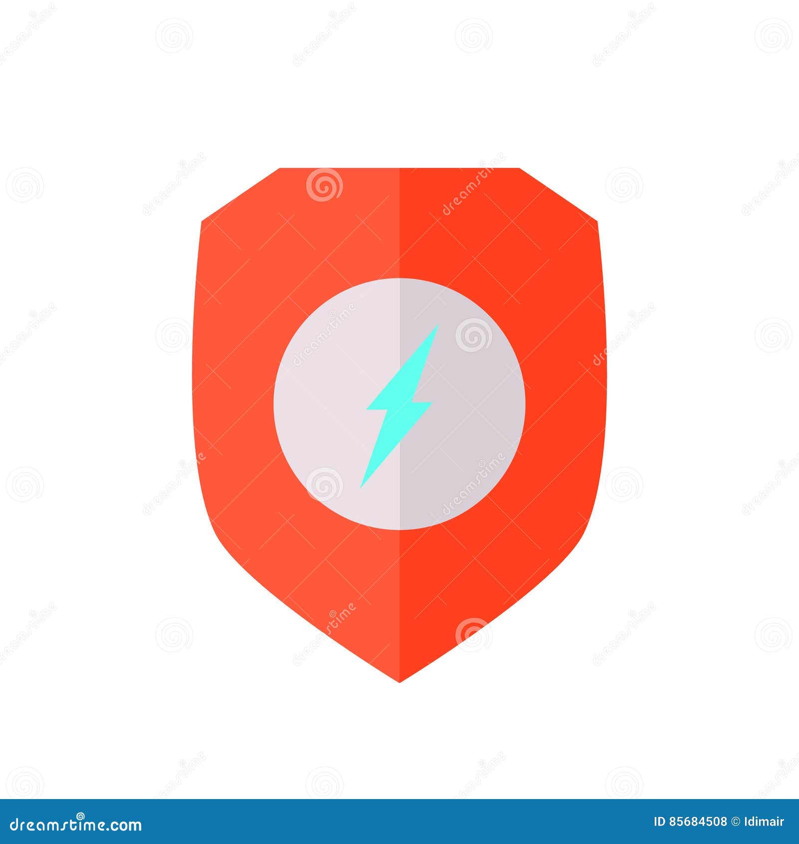 Flat Design Shield with Lightning Bolt. Vector Stock Vector ...