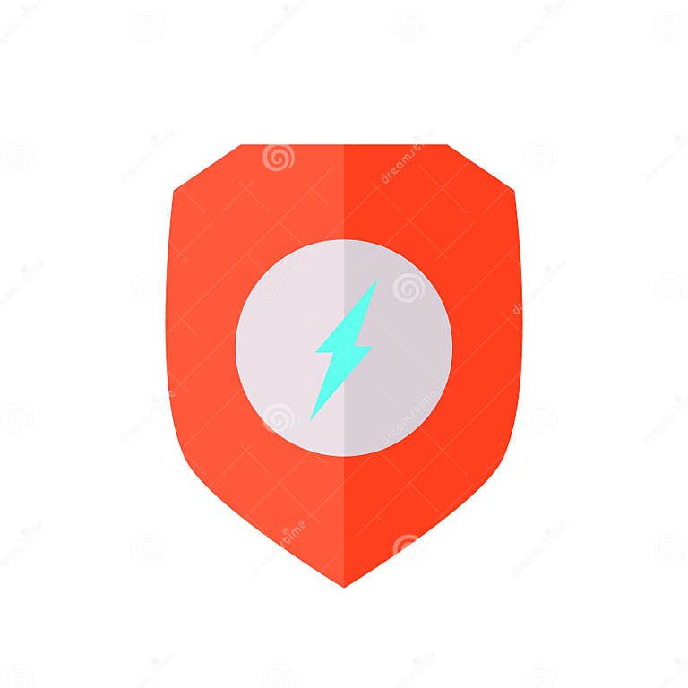 Flat Design Shield with Lightning Bolt. Vector Stock Vector ...