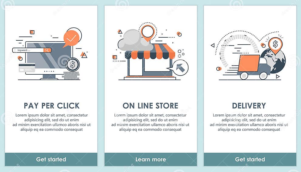 Flat Design Shopping App Screens. Modern User Interface UX, UI Screen ...