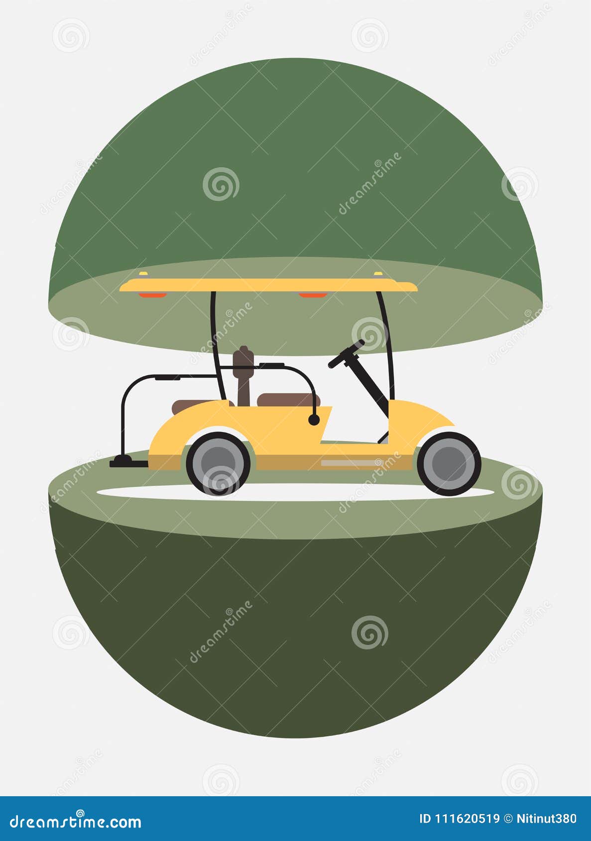 Flat Design Side View of Golf Cart Vector Stock Illustration ...