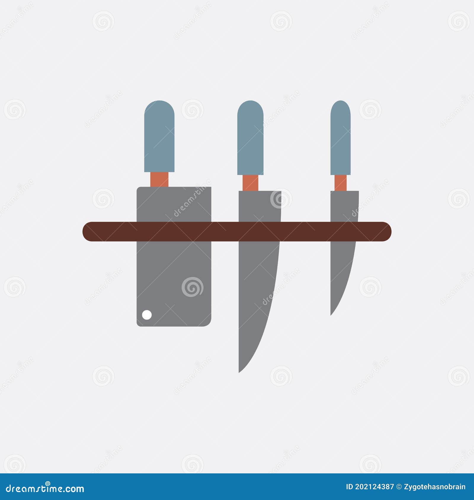 Flat Design Side View Hanging Knives in the Kitchen Vector Stock Vector ...