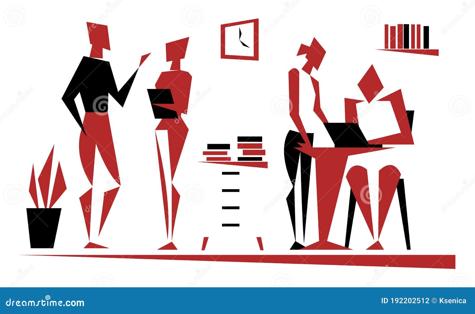 Working Process. People in the Office. Stock Vector - Illustration of ...