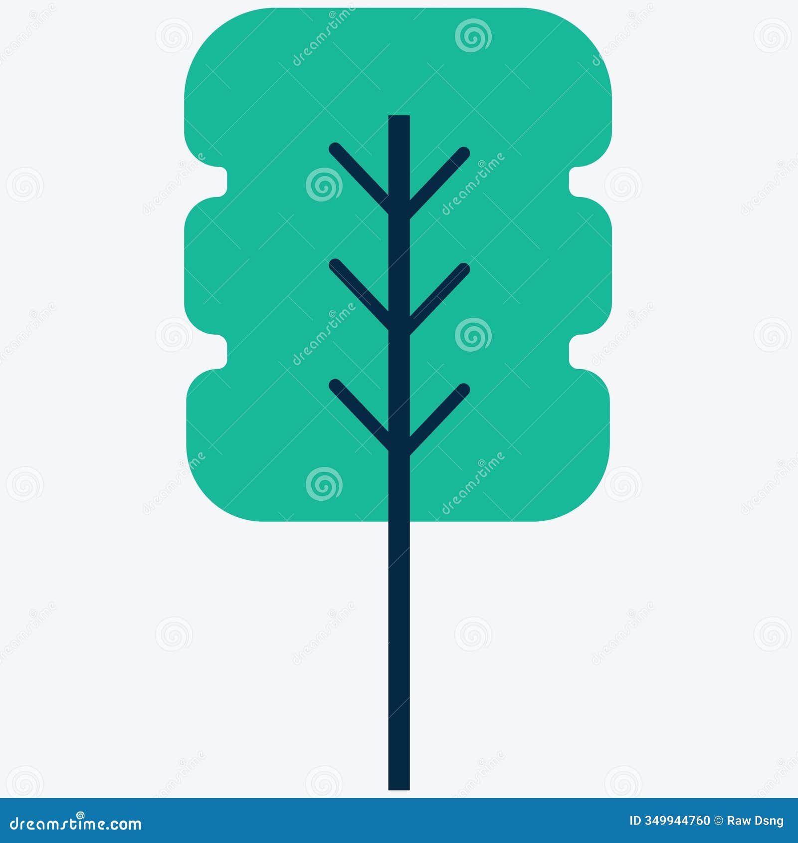 Flat Design of Simple Stem Leaf Simple Green Color. Stock Illustration ...