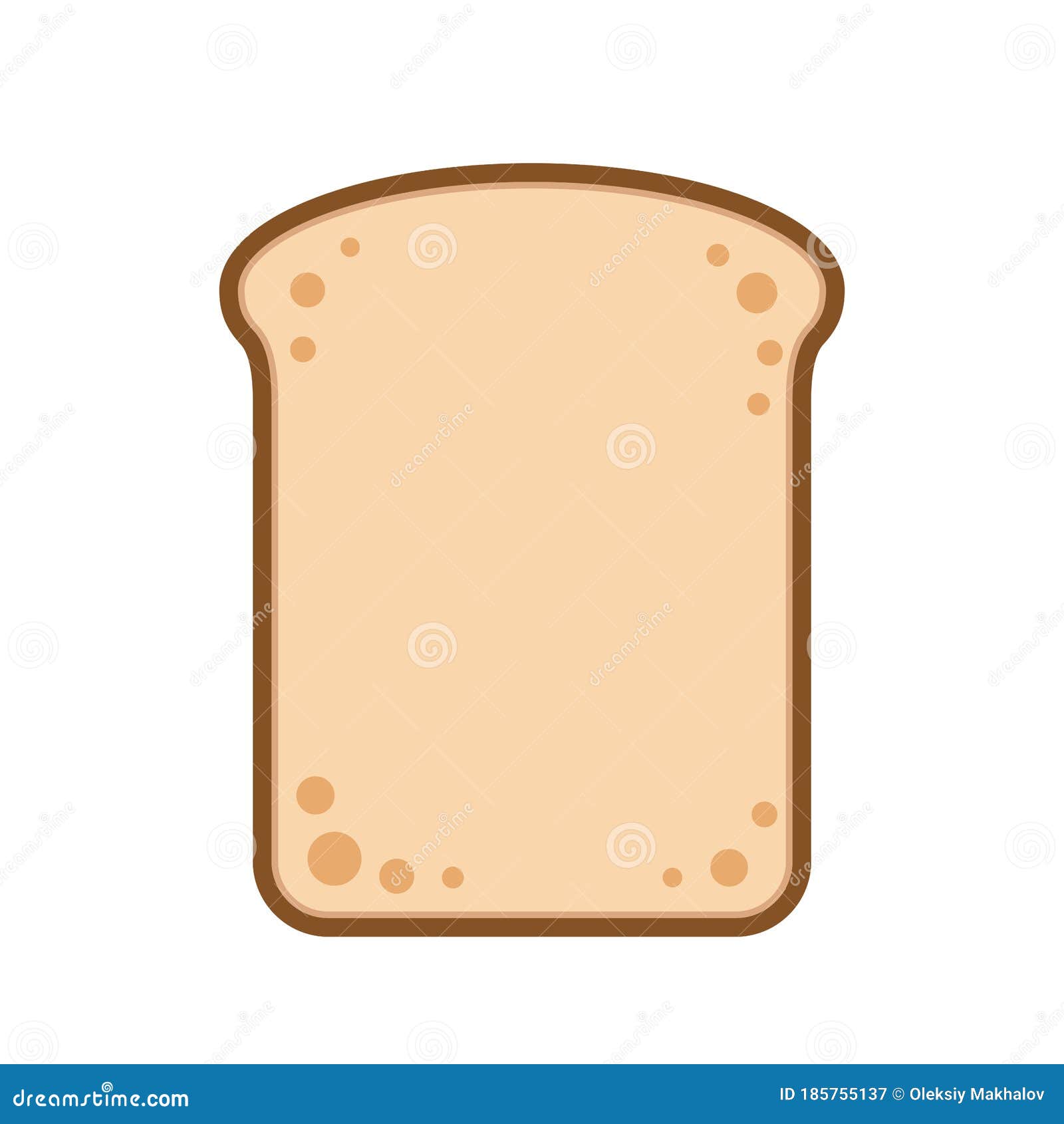 Flat Design Single Bread Slice Icon for Food Design on White, Stock ...