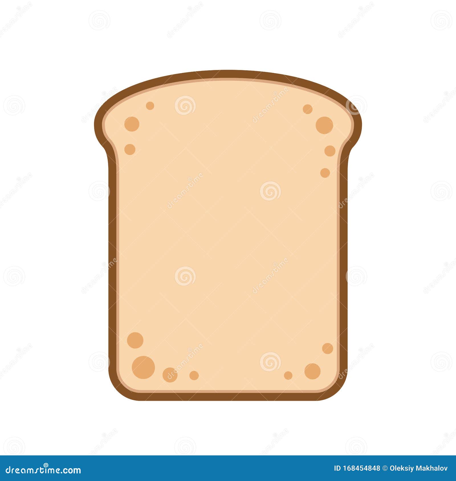 Flat Design Single Bread Slice Icon for Food Design on White, Stock ...