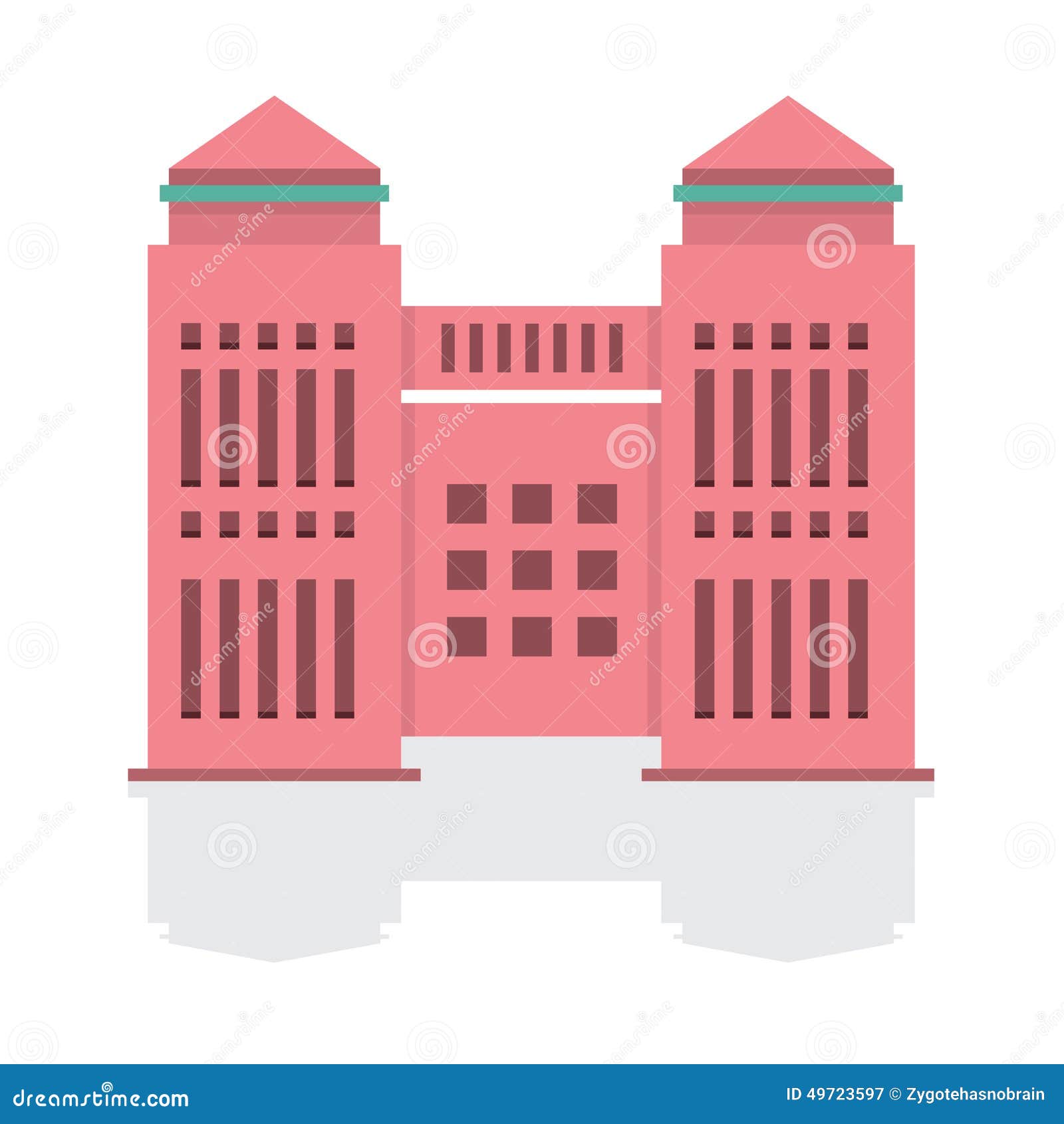 Flat Design Single Building with Reflect Stock Vector - Illustration of ...