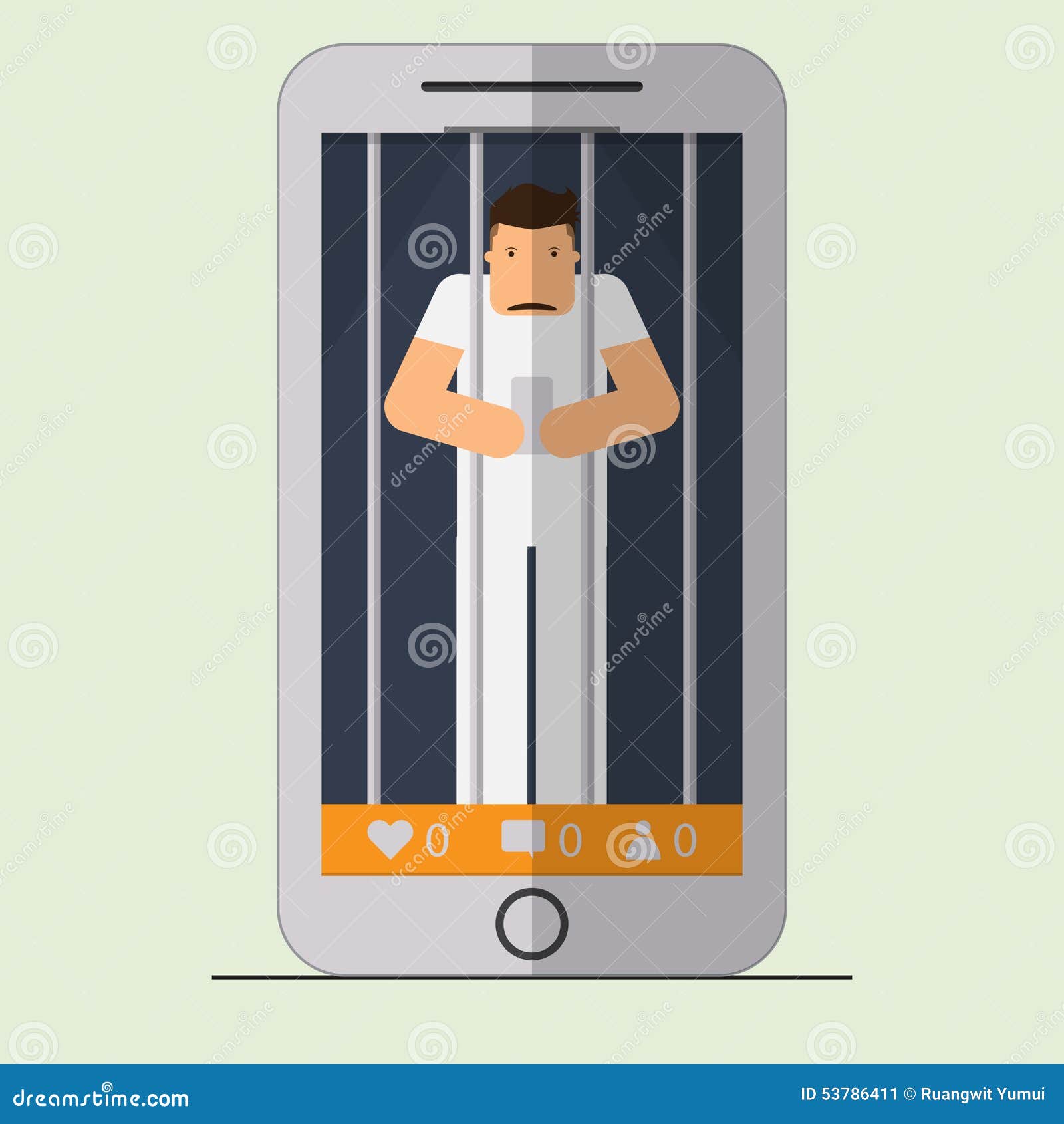 Flat Design of Smartphone Addiction. Cartoon Character Stock Vector ...