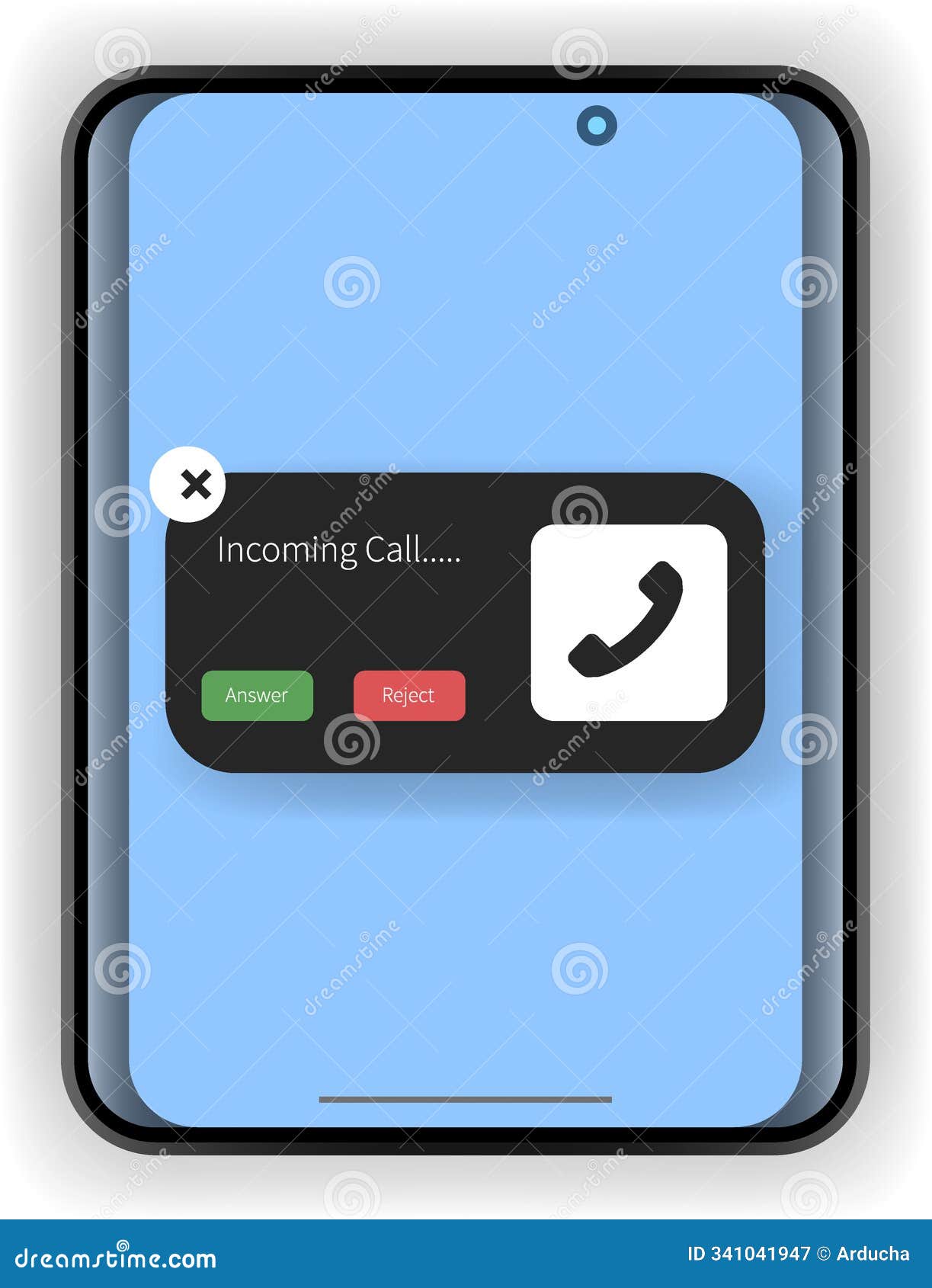 Flat Design Smartphone Interface Showing Incoming Call Notification ...