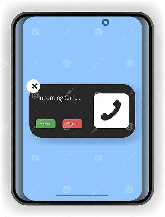 Flat Design Smartphone Interface Showing Incoming Call Notification ...