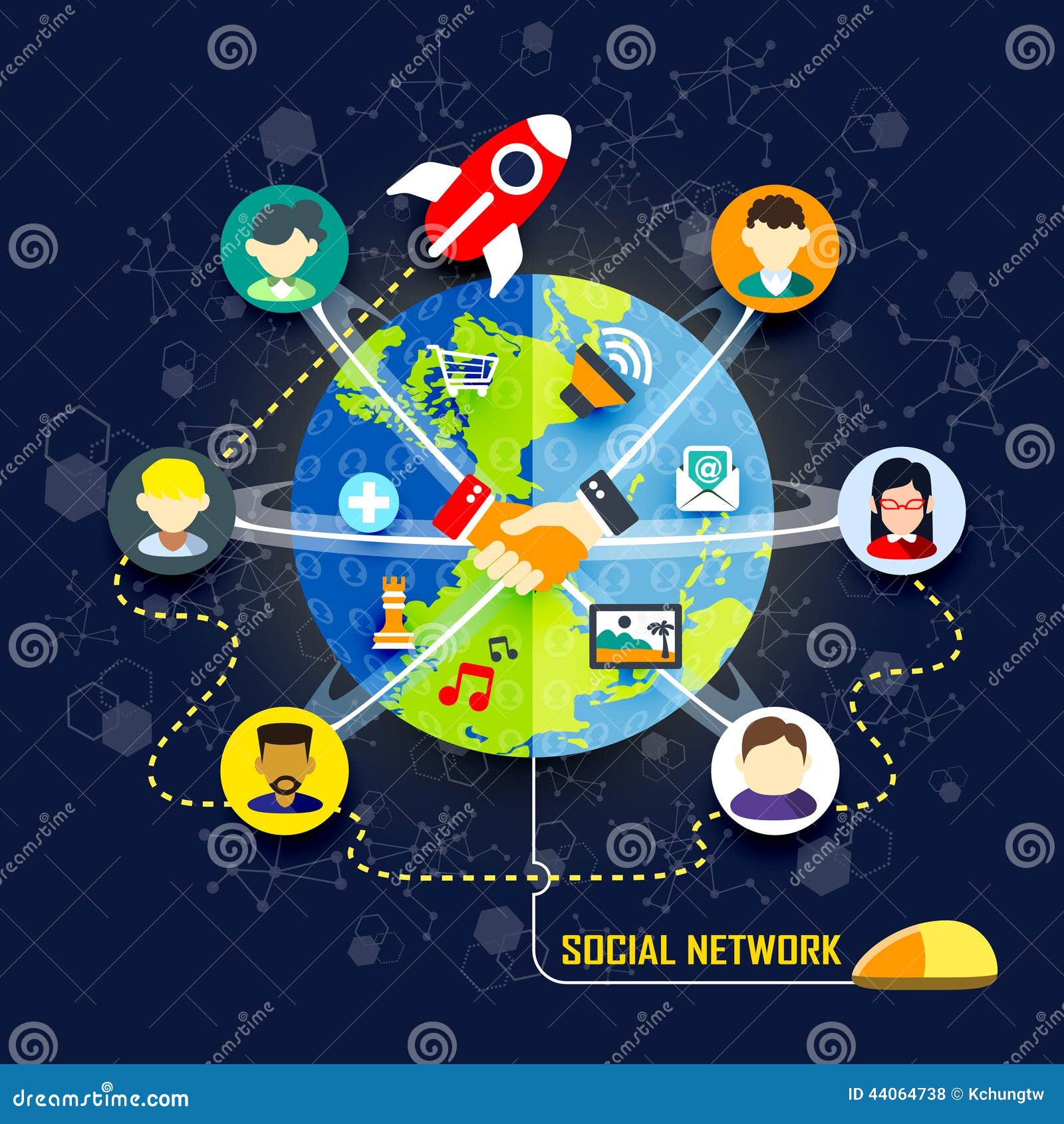 Flat Design for Social Network Concept Stock Vector - Illustration of ...