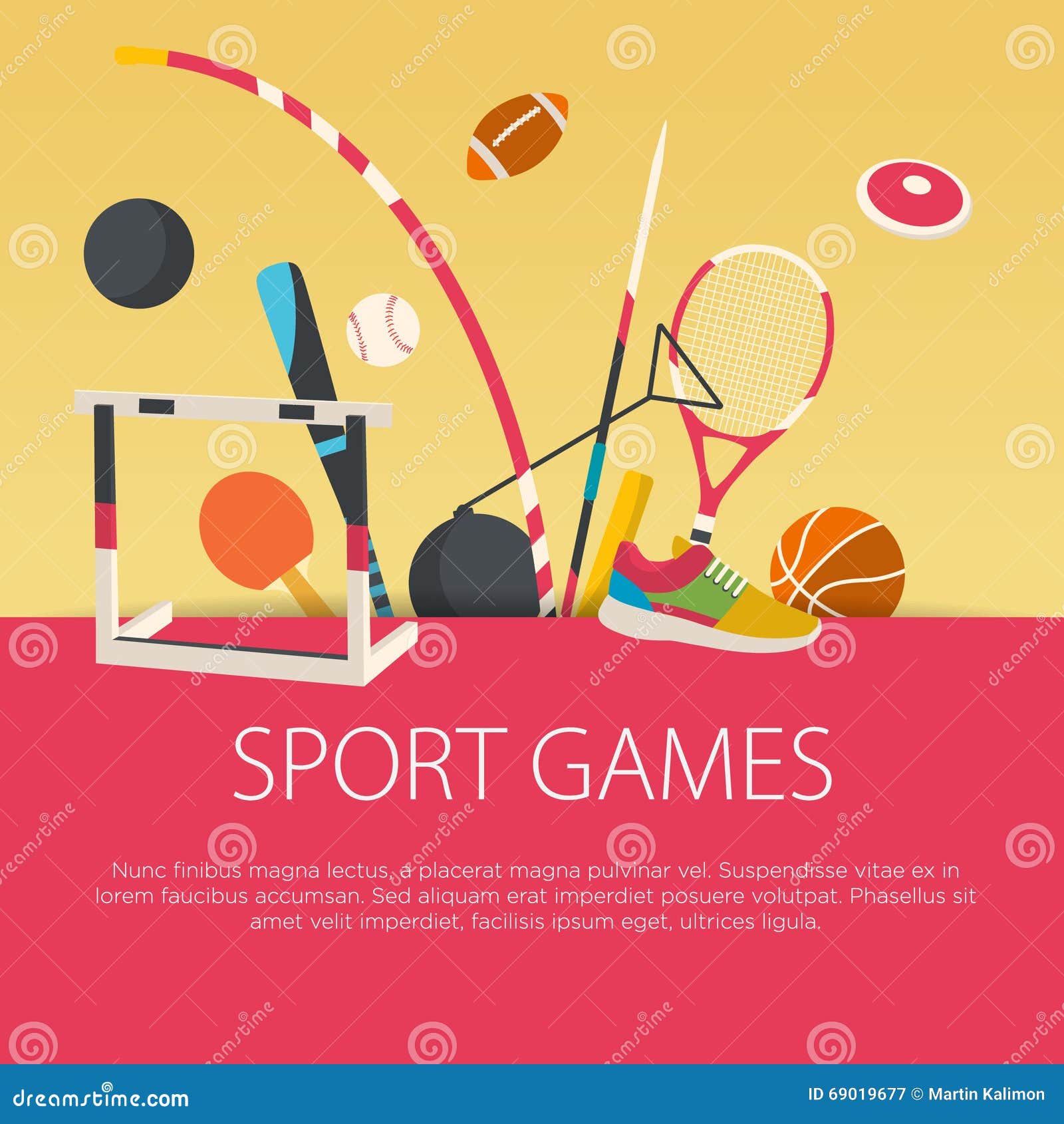 Flat design sport concept. stock vector. Illustration of medal - 69019677