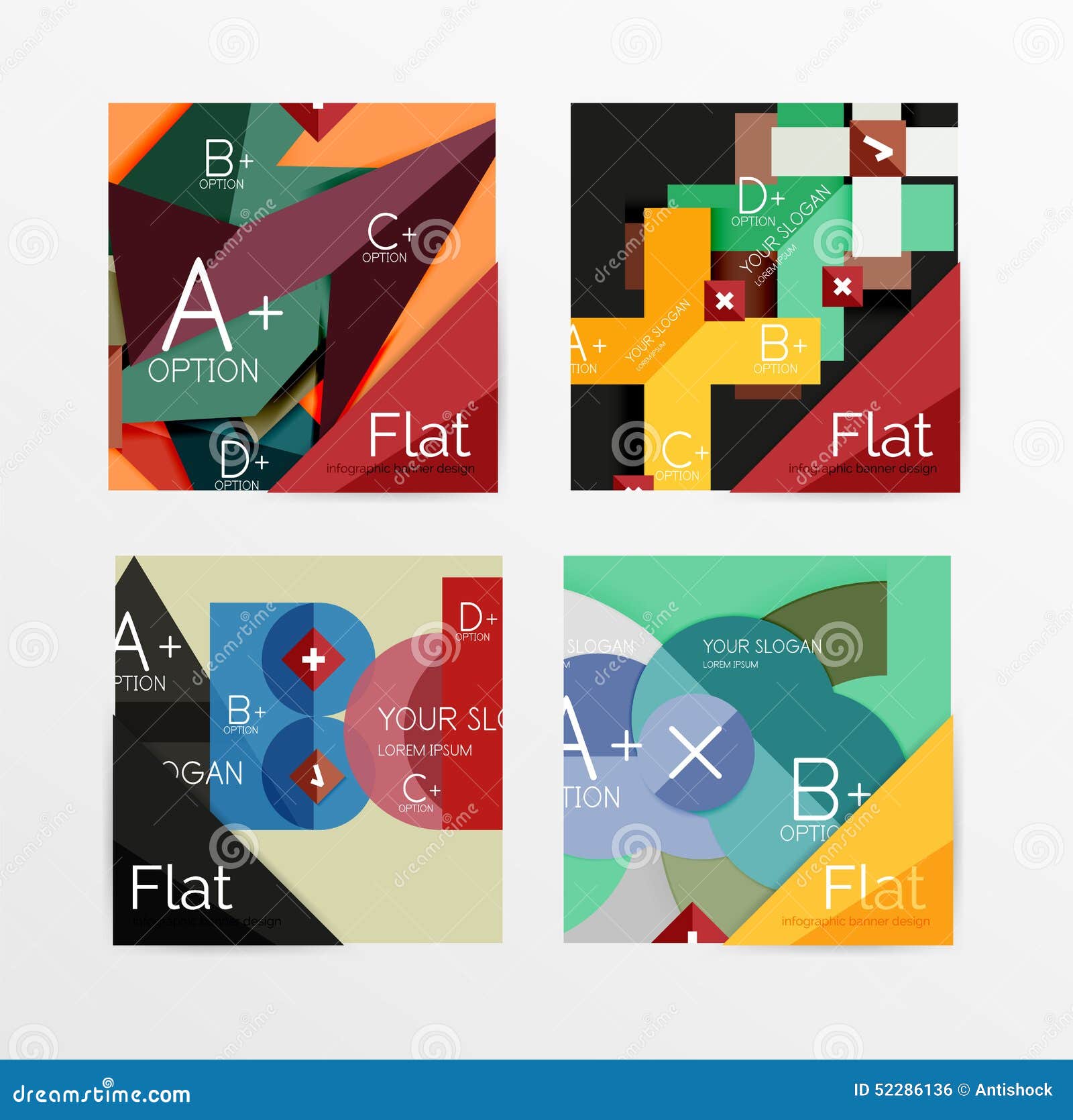 Flat Design Square Shape Infographic Banner Stock Vector - Illustration ...
