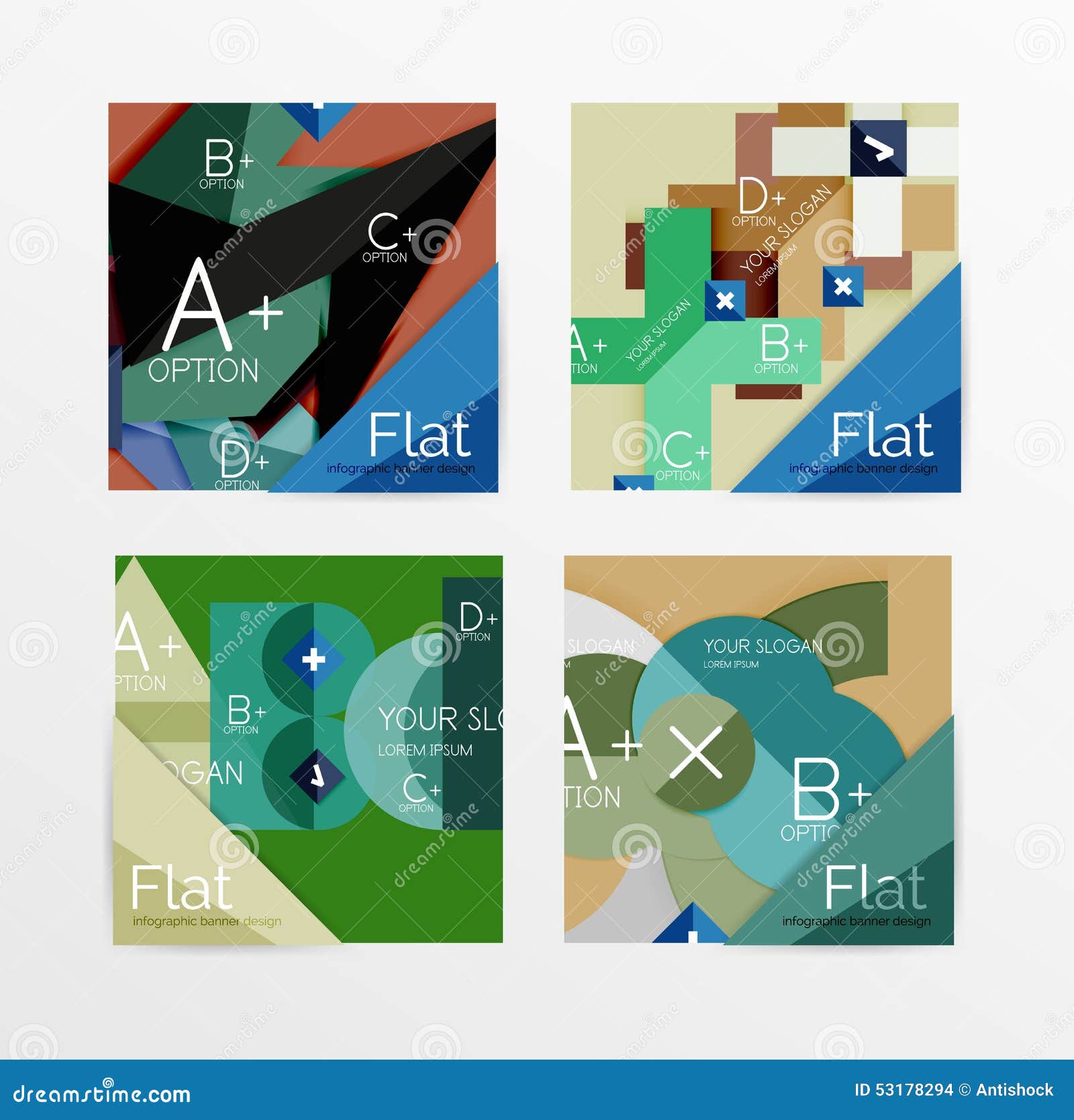 Flat Design Square Shape Infographic Banner Stock Vector - Illustration ...