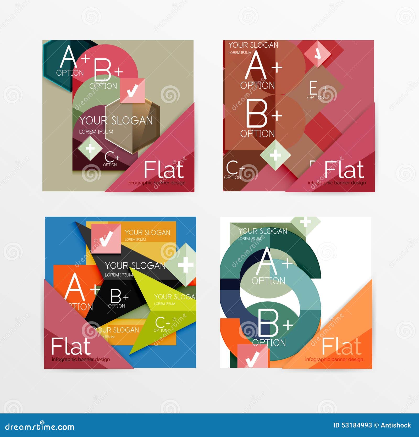 Flat Design Square Shape Infographic Banner Stock Vector - Illustration ...