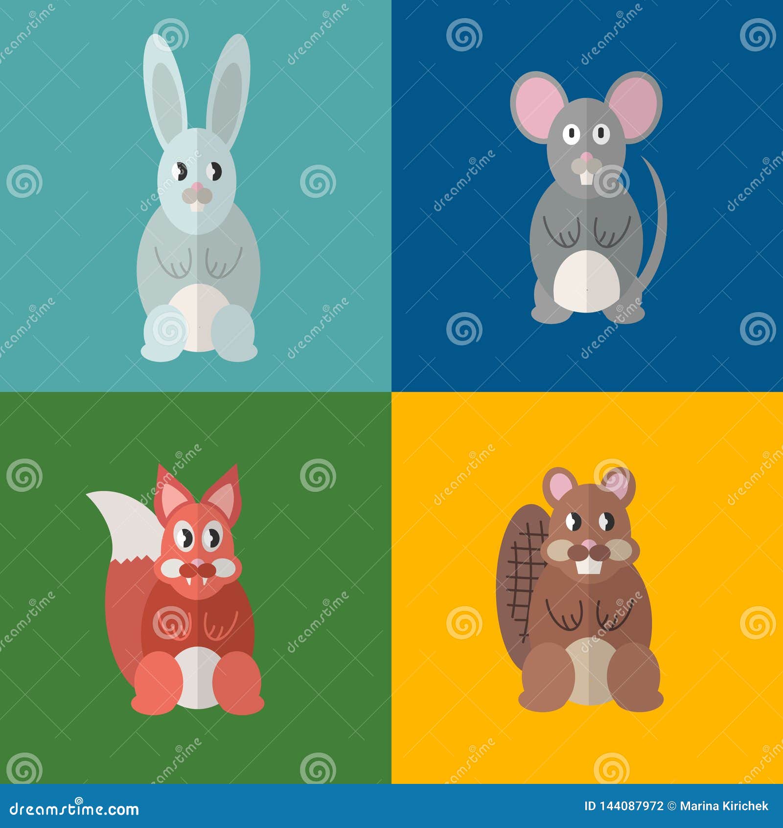 Flat Design Style Animal Avatar Icon Set. Vector Illustration Stock ...
