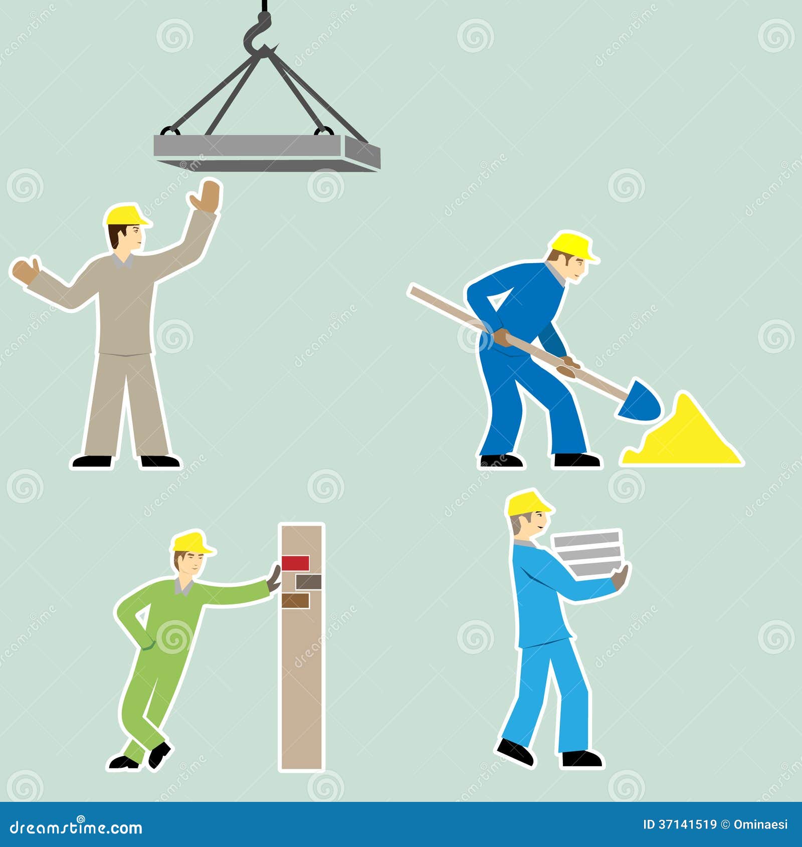 Flat Design Style Cartoon Worker Icons Set Vector Stock Vector ...