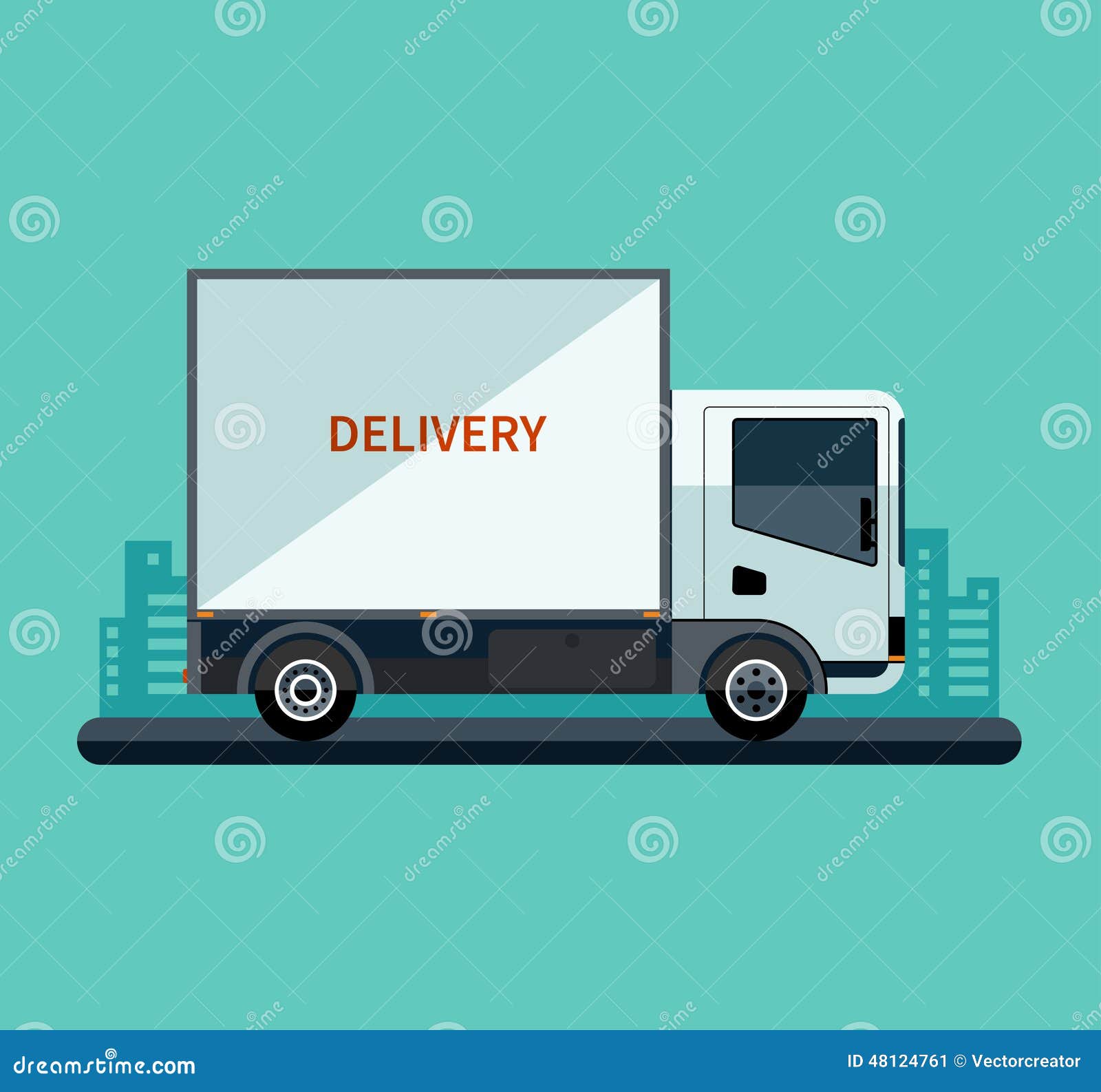 Flat Design Style Delivery or Cargo Truck Stock Vector - Illustration ...