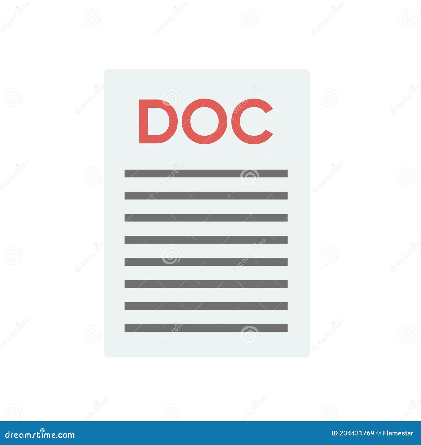 Flat Design Style. Doc Icon Illustration Isolated on White, Doc. Stock ...
