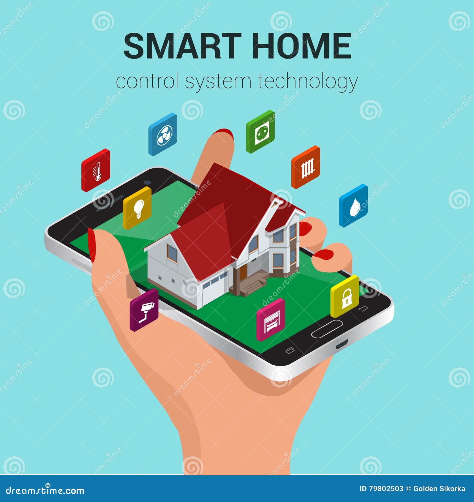 Flat Design Style Modern Vector Illustration Concept of Smart Home ...