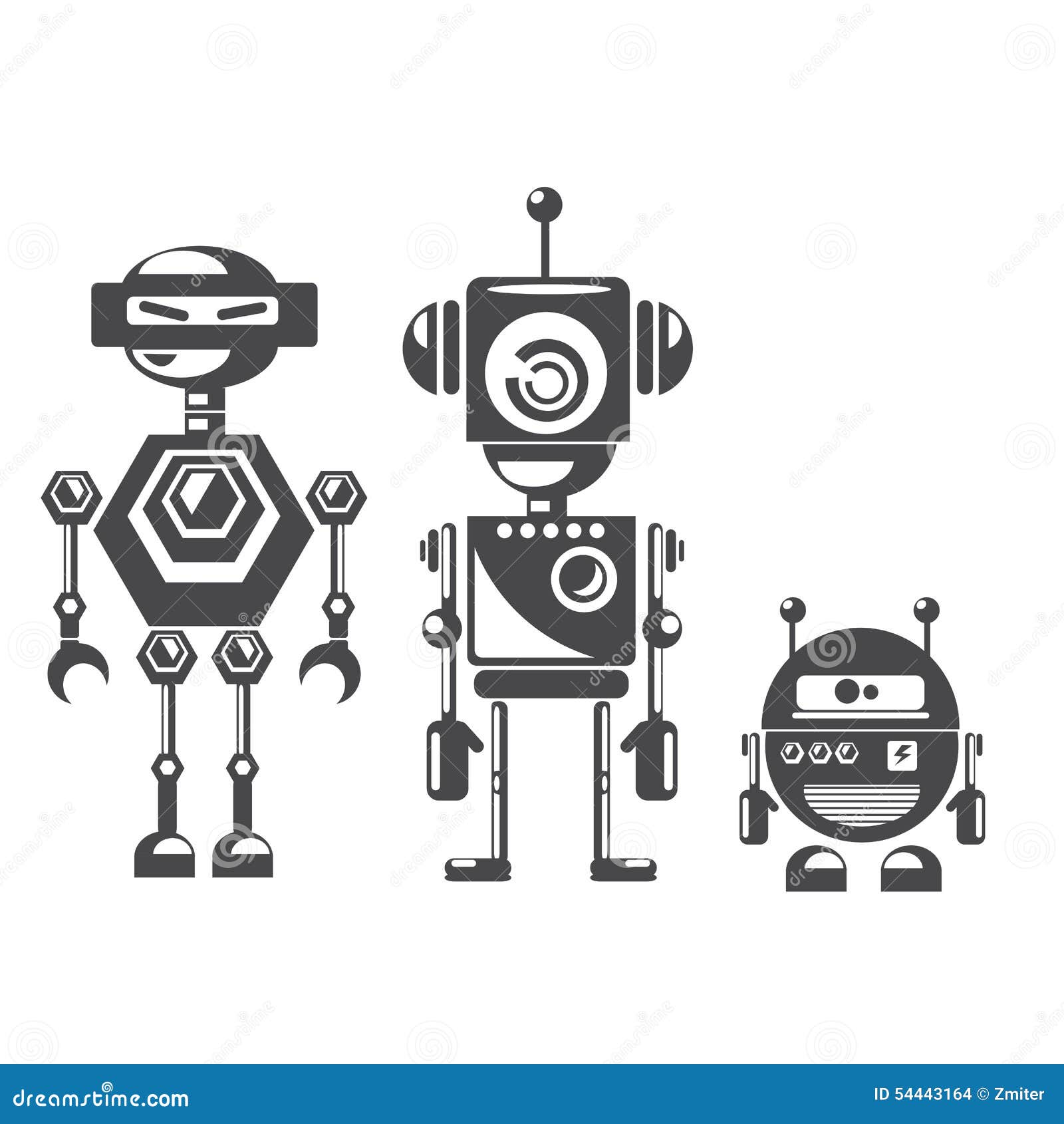 Flat Design Style Robots and Cyborgs. Stock Vector - Illustration of ...