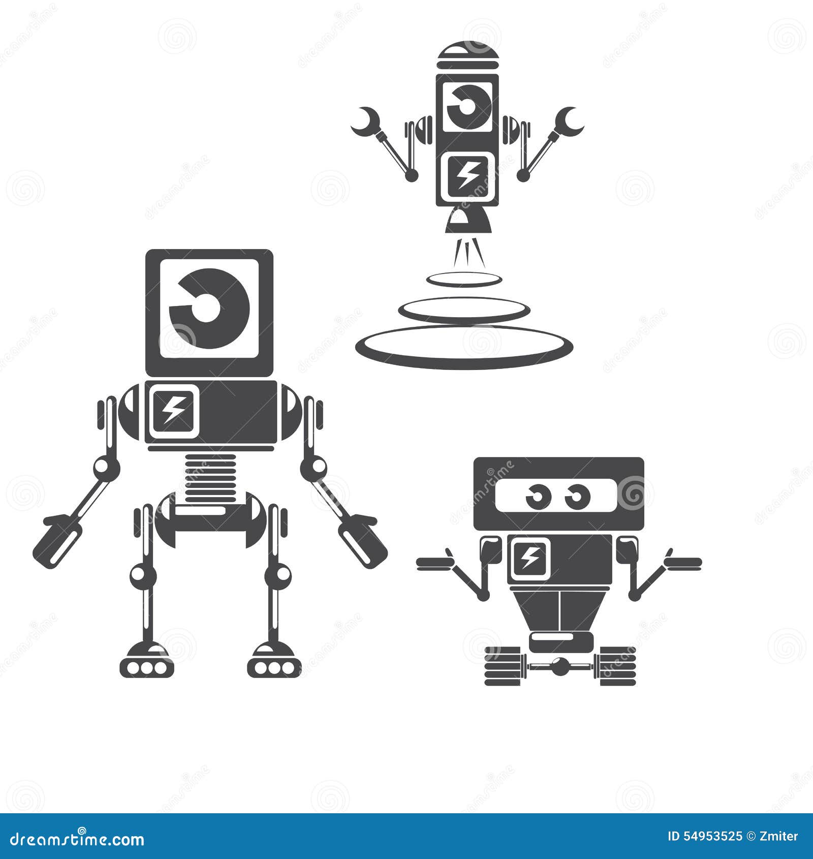 Flat Design Style Robots and Cyborgs. Stock Vector - Illustration of ...