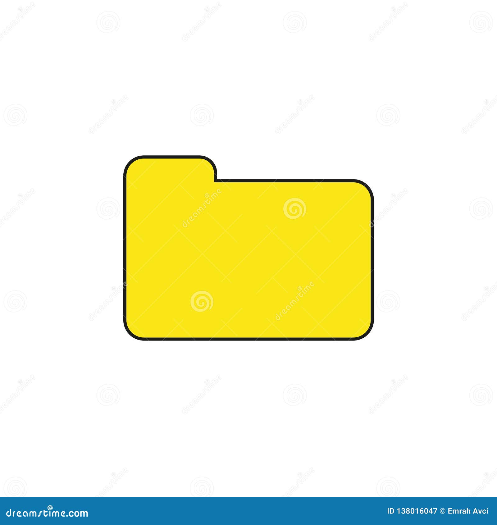 Flat Design Style Vector of Closed Folder Icon on White. Colored, Black ...