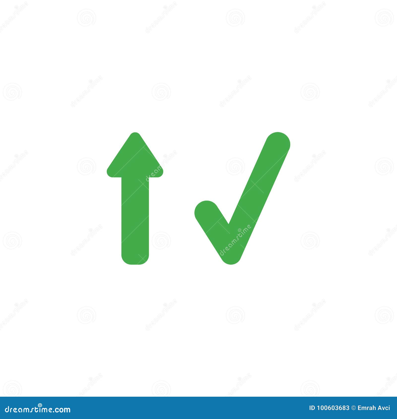 Flat Design Style Vector Concept of Arrow Up and Check Mark Stock ...