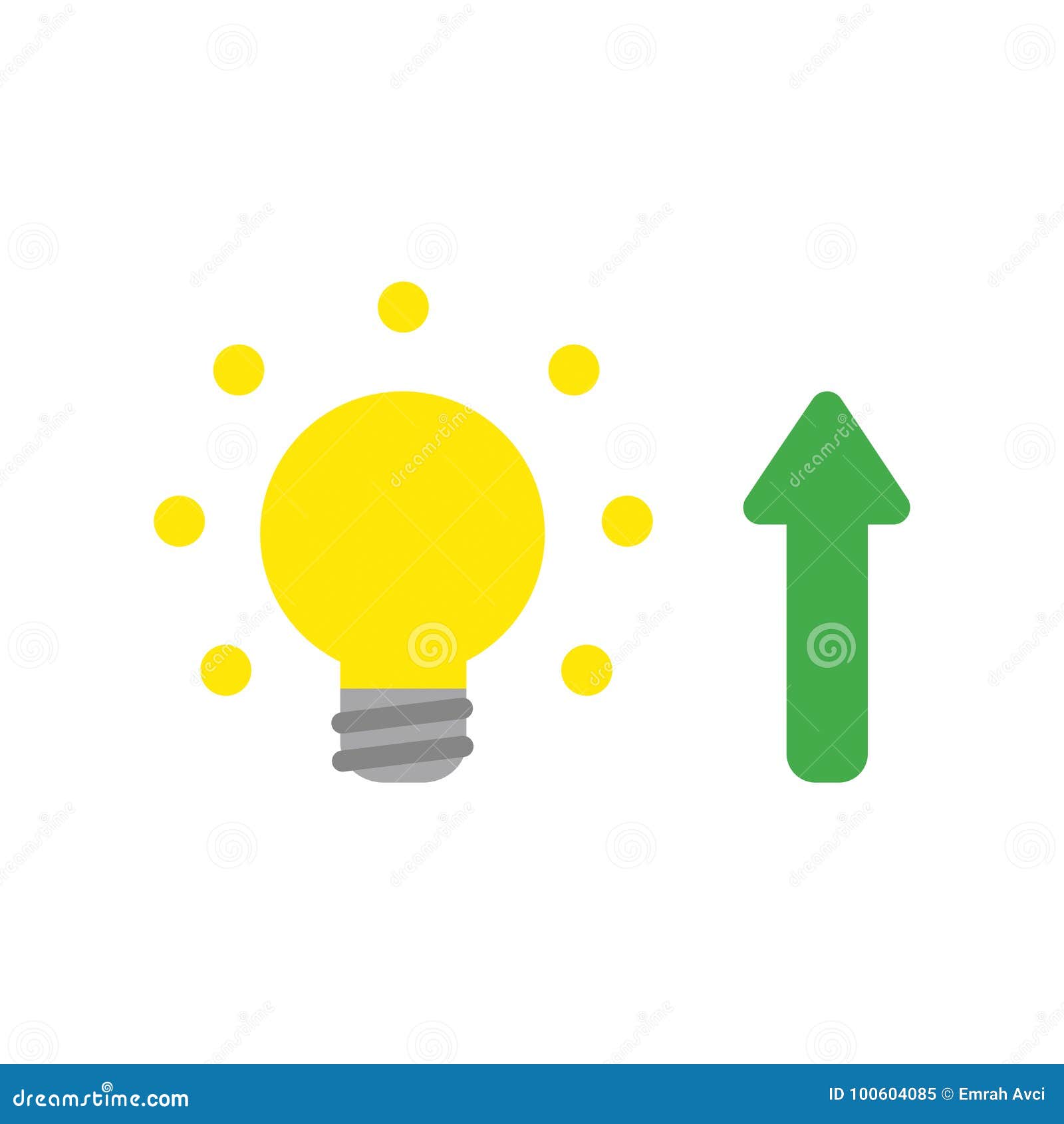 Flat Design Style Vector Concept of Light Bulb with Arrow Up Stock ...