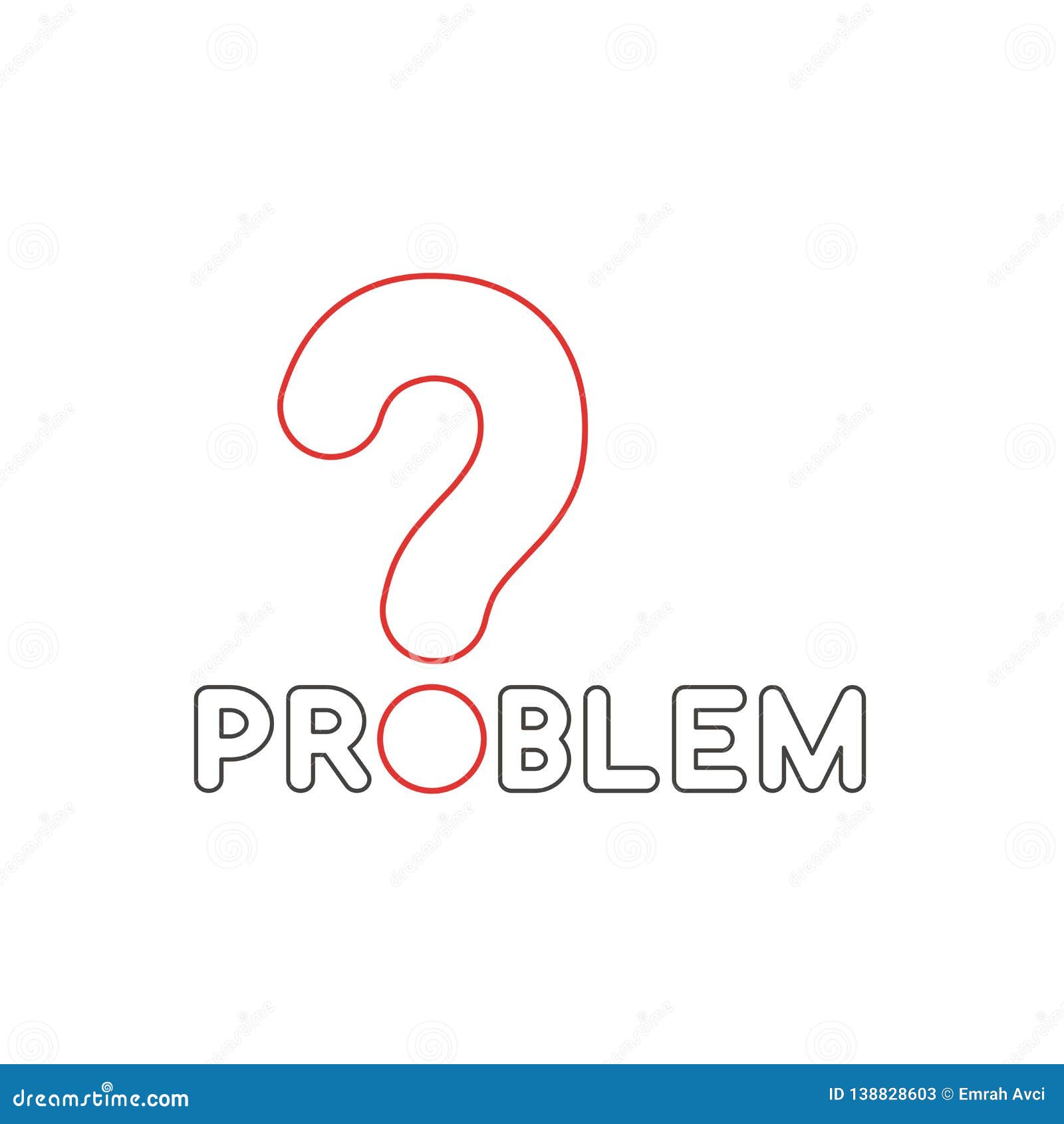 Flat Design Style Vector Concept of Problem Text with Question Mark on ...