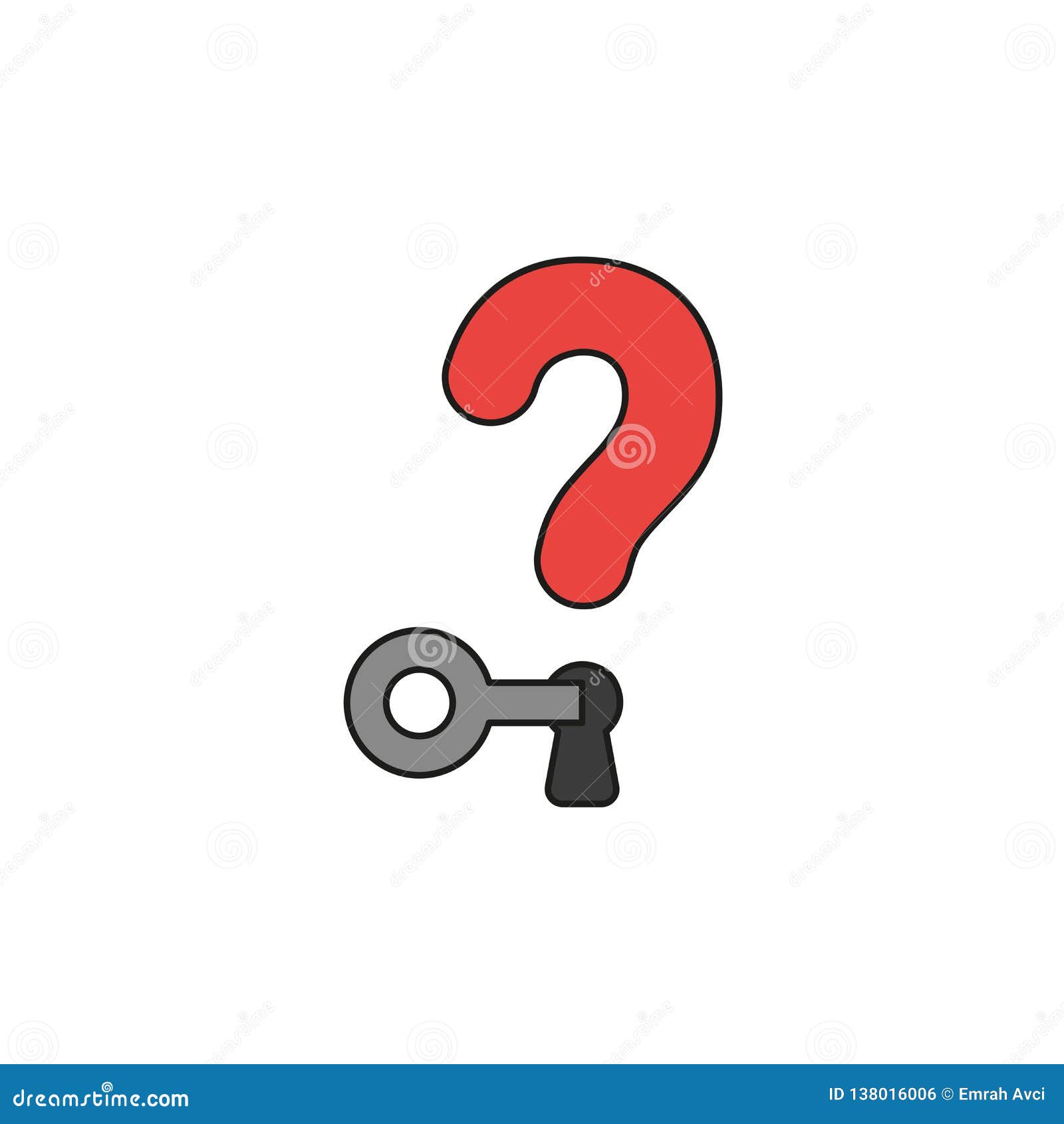 Flat Design Style Vector Concept of Question Mark with Key Lock or ...