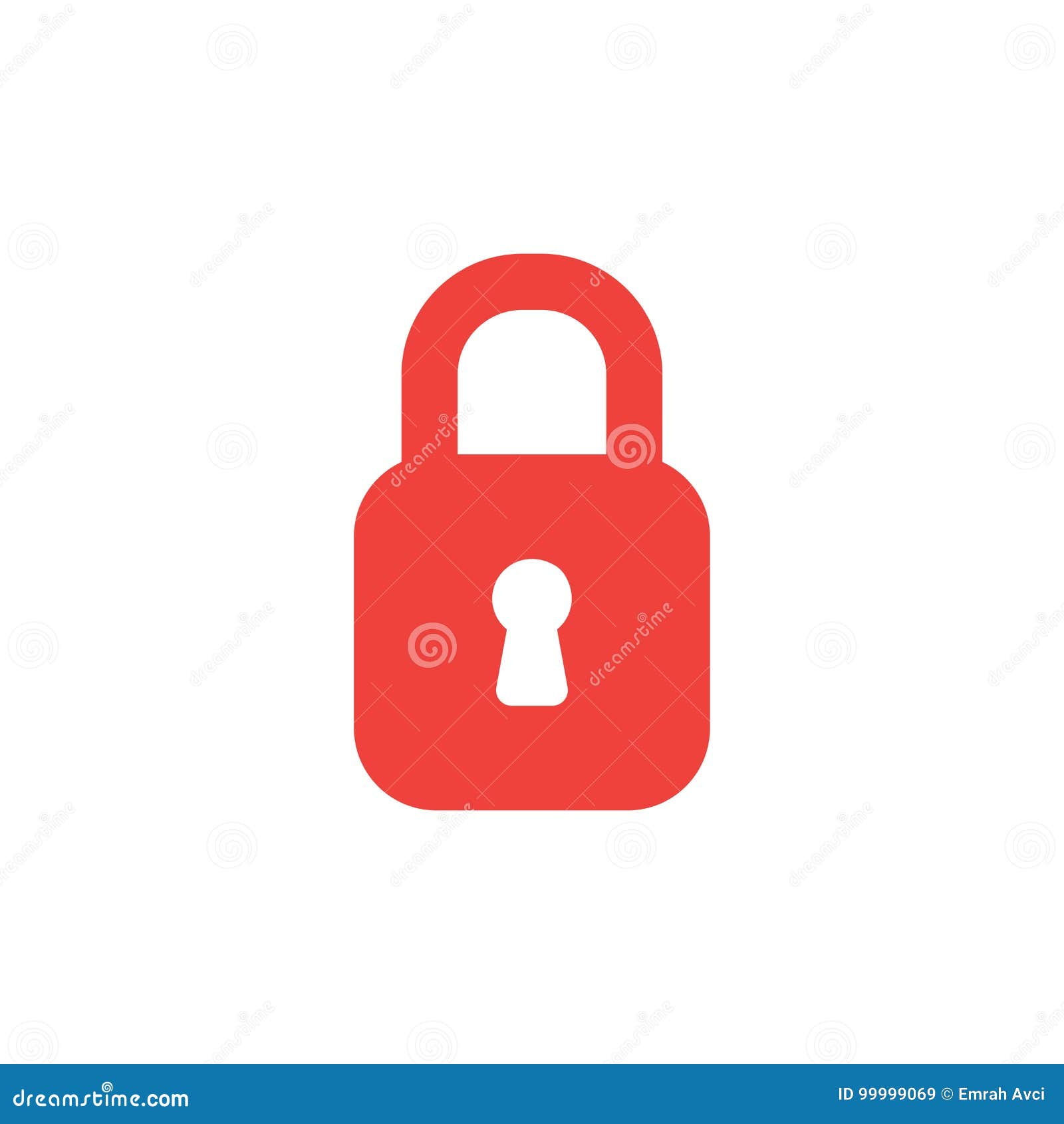 Flat Design Style Vector Concept of Red Closed Padlock Icon on W Stock ...