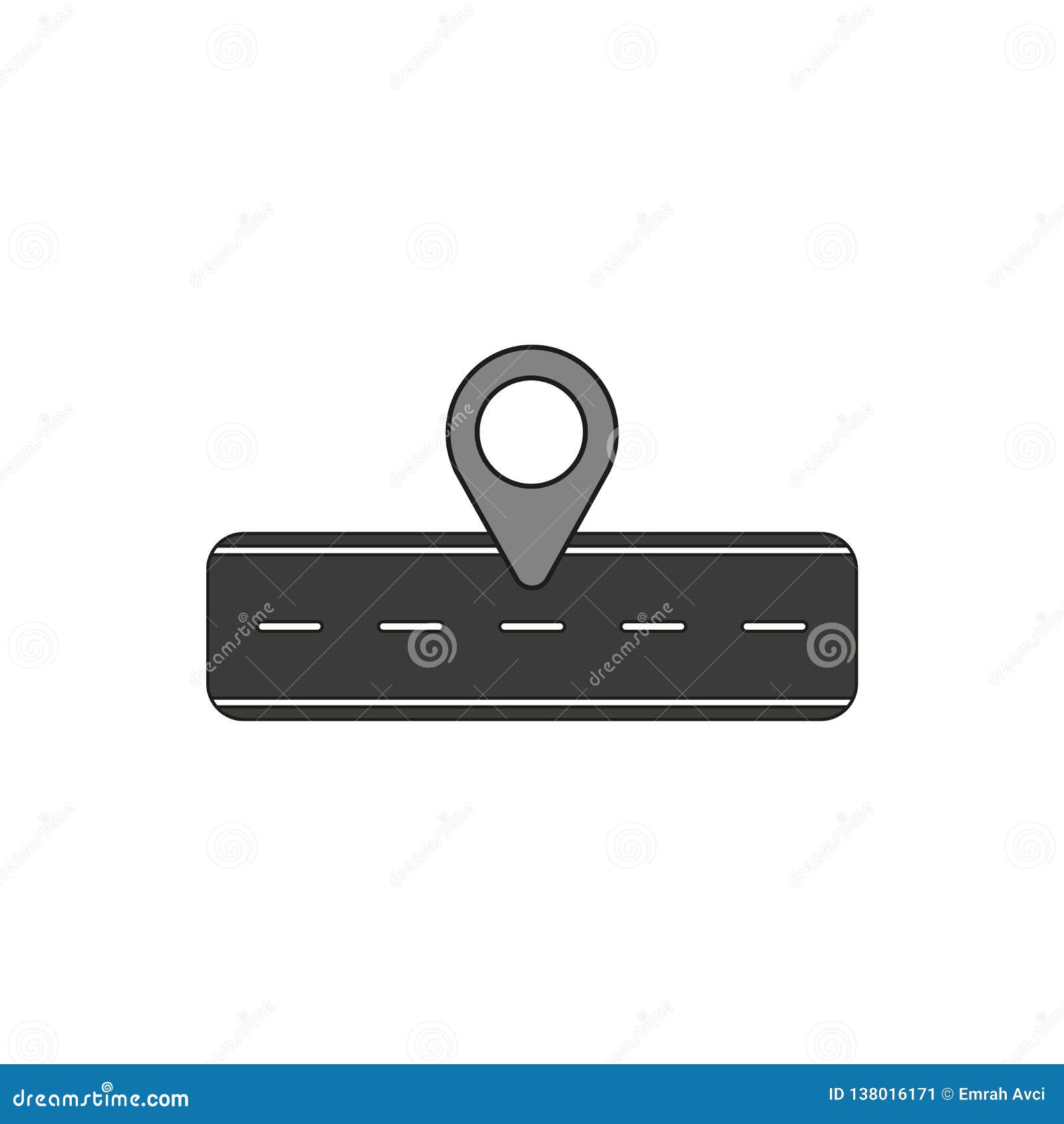 Flat Design Style Vector Concept of Road and Pointer Icon on White ...
