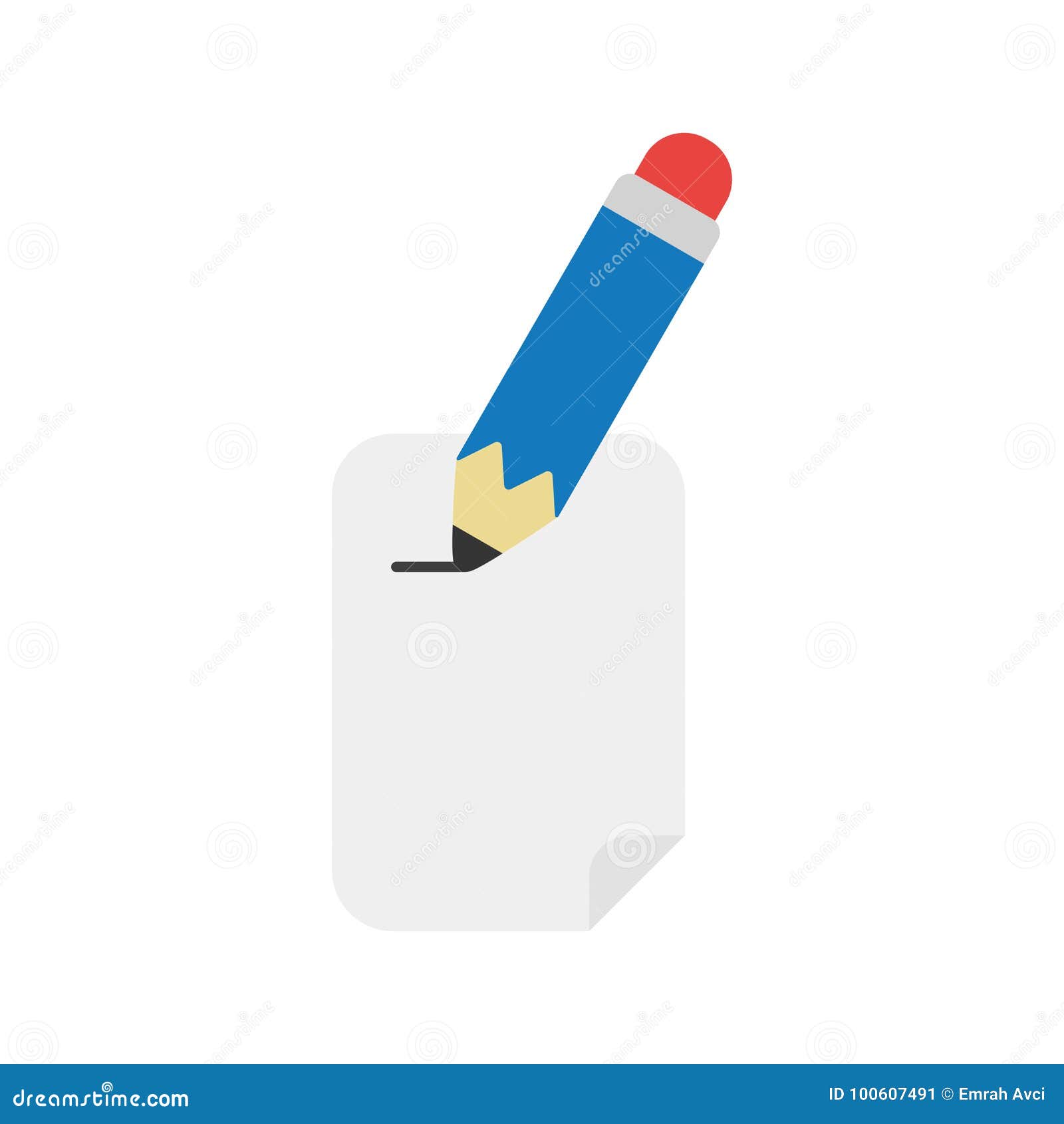 Flat Design Style Vector Concept of Writing Paper with Pen Stock Vector ...