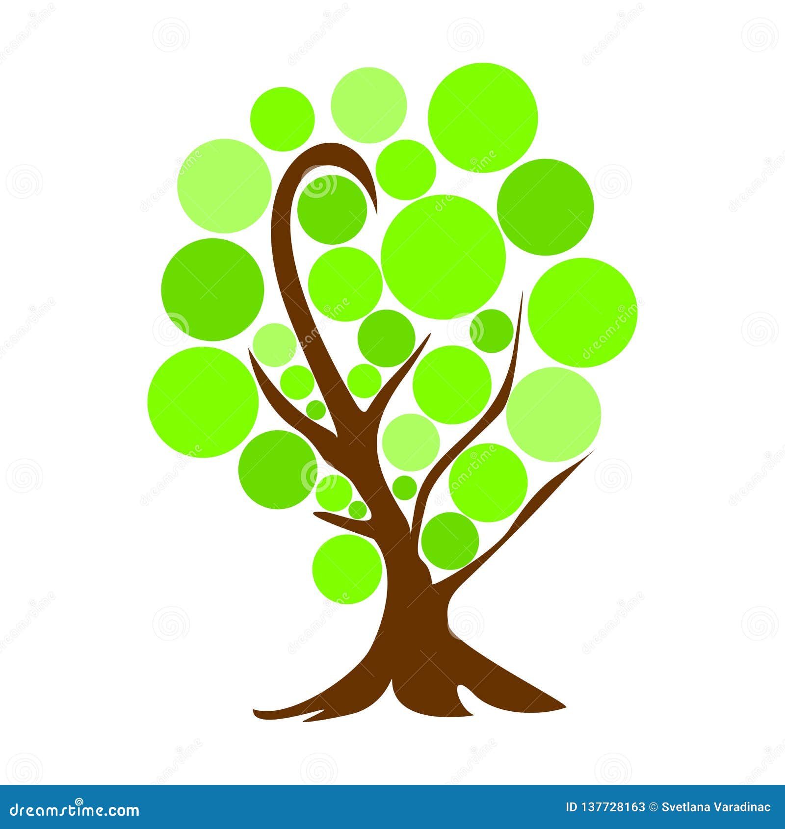 Abstract Tree with Circle Leaves. Stock Vector - Illustration of shape ...