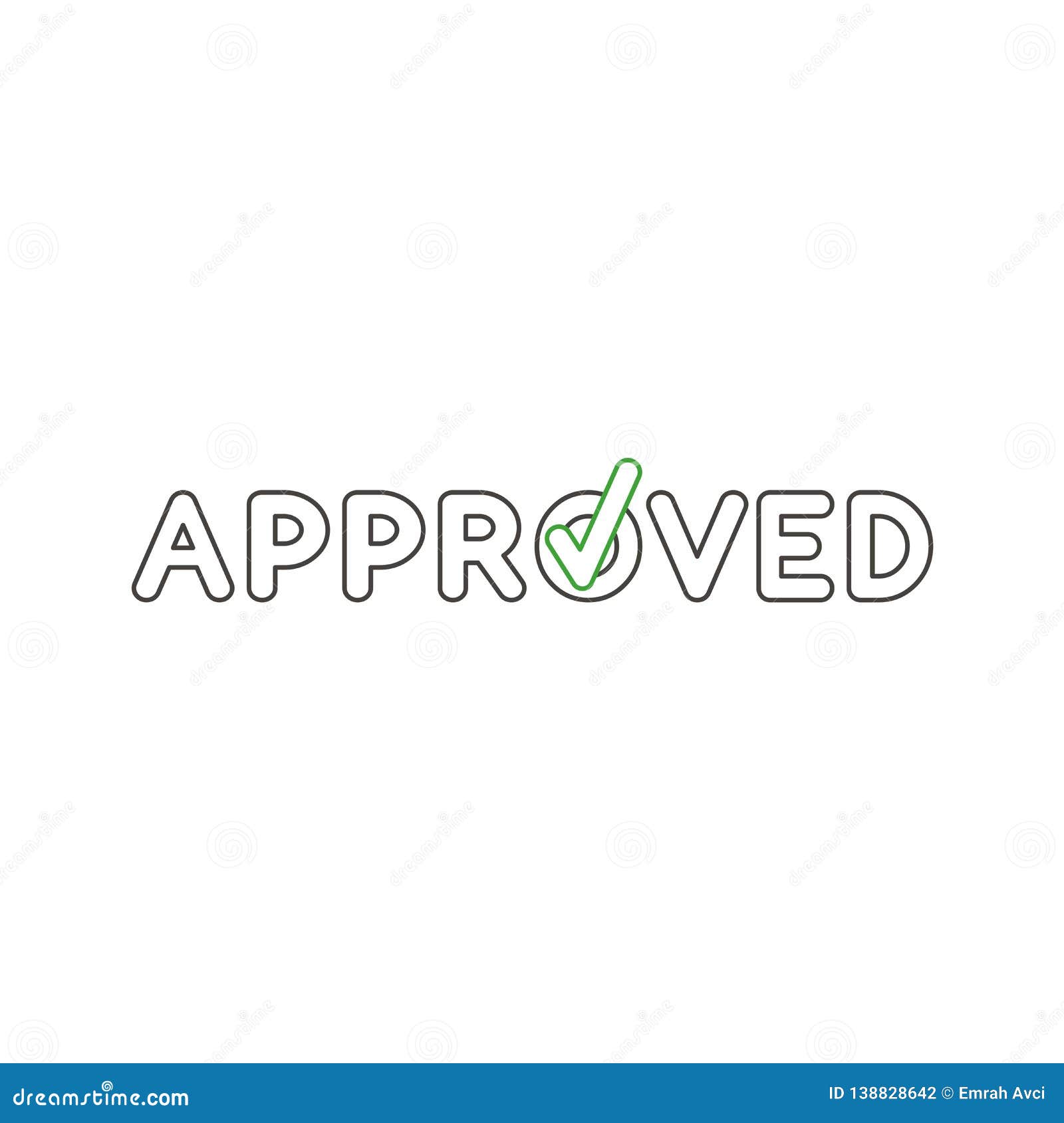 Flat Design Style Vector Concept of Approved Text with Check Mark Icon ...