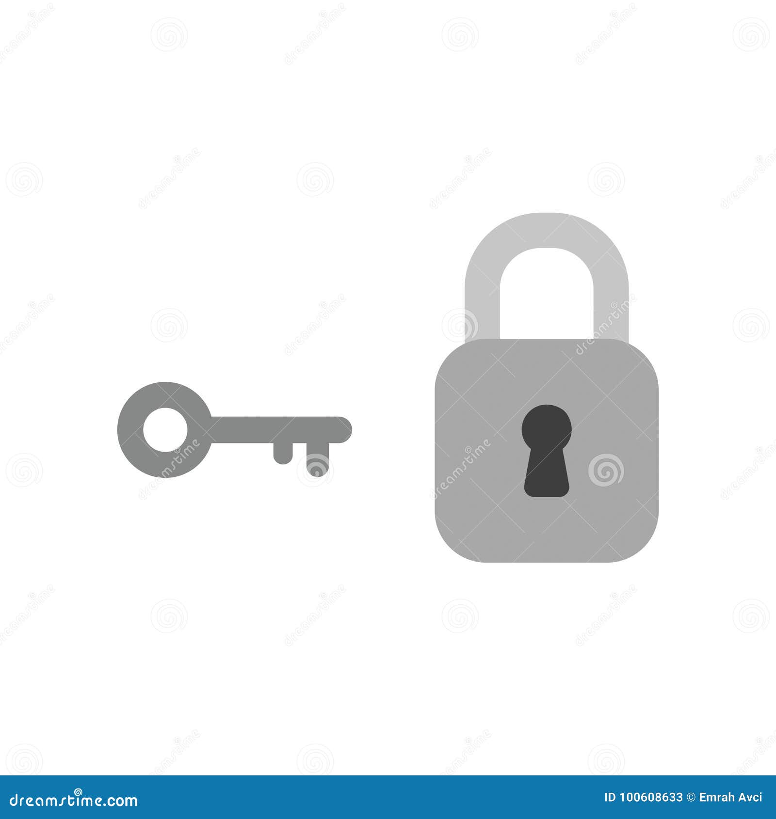 Flat Design Style Vector Concept of Grey Key and Closed Locked P Stock ...