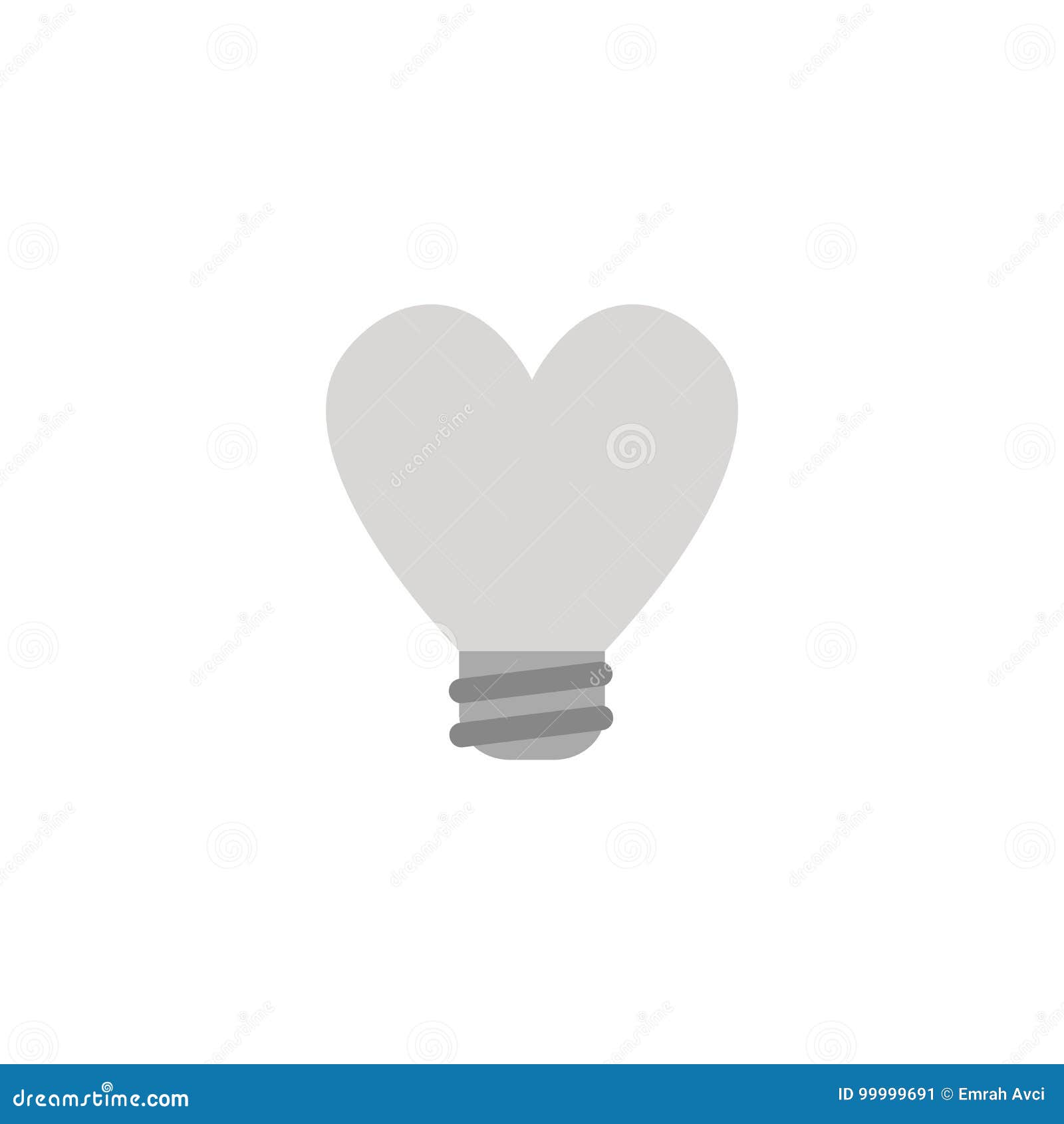 Flat Design Style Vector Concept of Heart-shaped Light Bulb Icon Stock ...