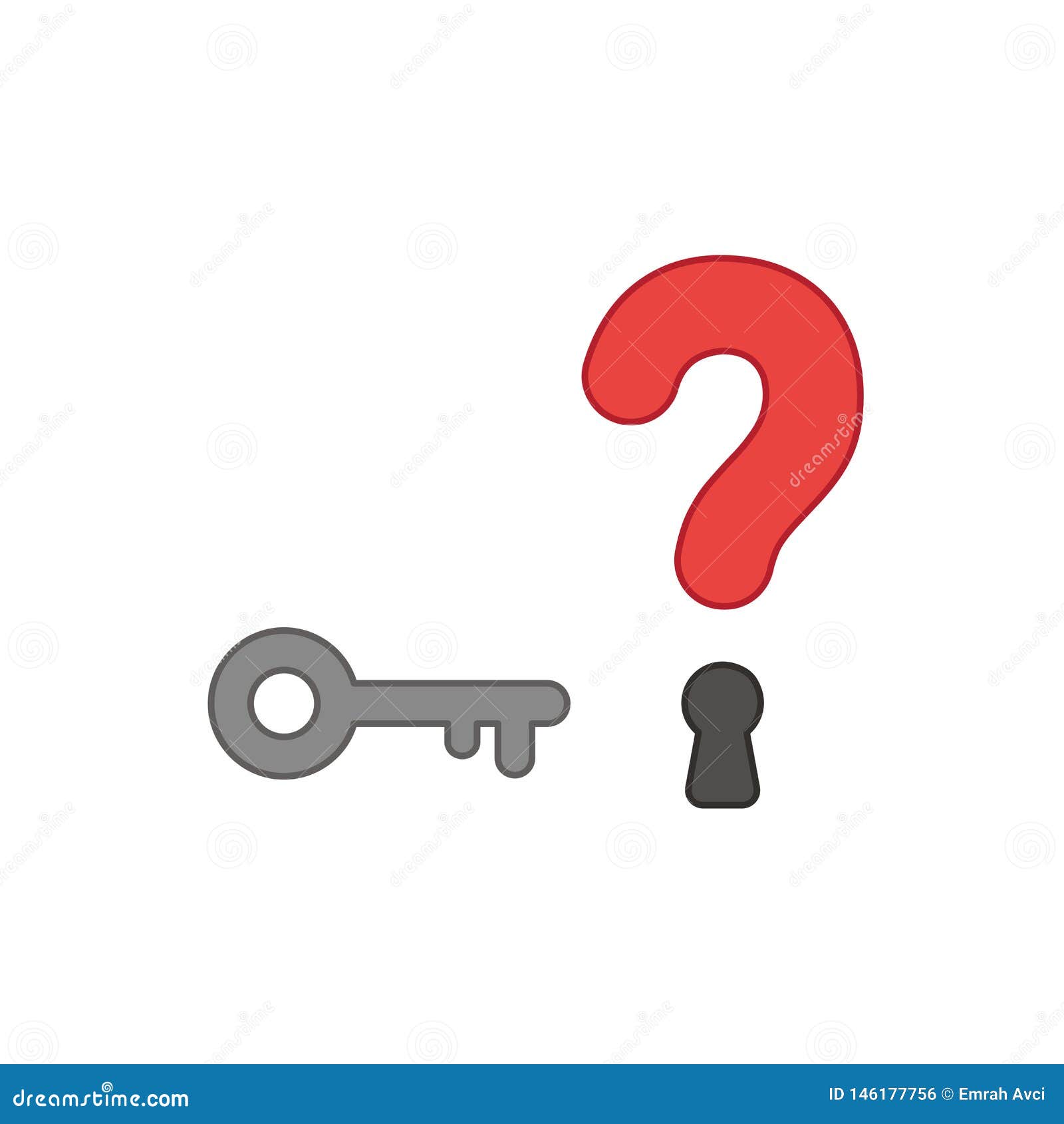 Flat Design Style Vector Concept of Question Mark with Key and Keyhole ...