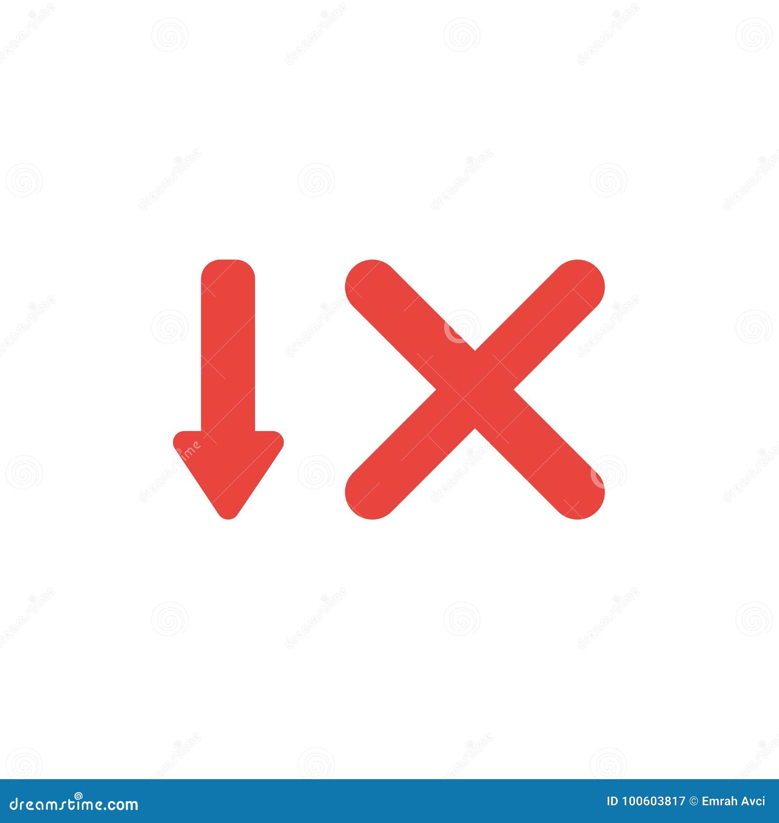 Flat Design Style Vector Concept of Arrow Down and X Mark Stock Vector ...
