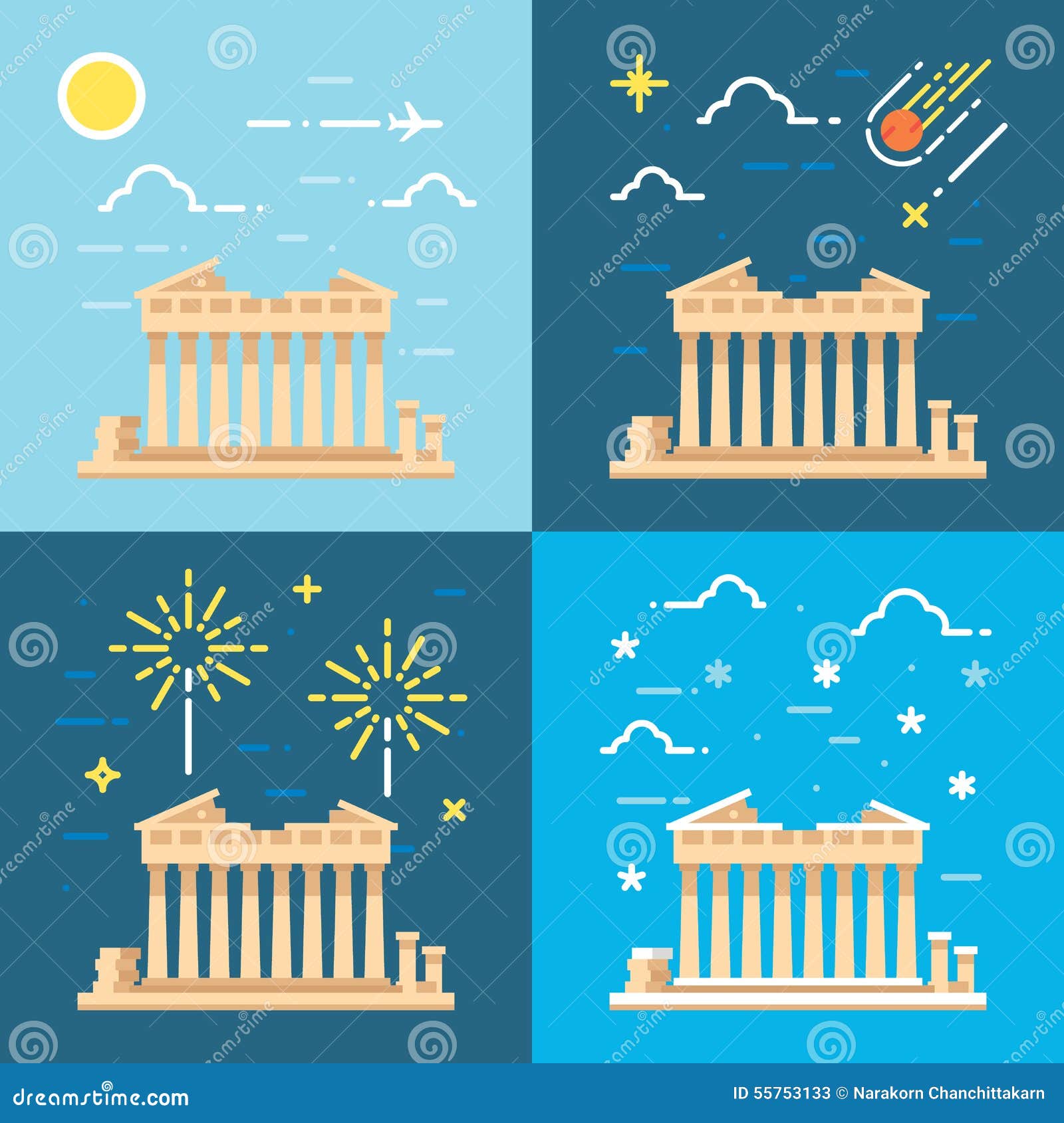 Flat Design 4 Styles of Parthenon Athens Greece Stock Vector ... Flat Design 4 Styles of Parthenon Athens Greece Stock Vector ...