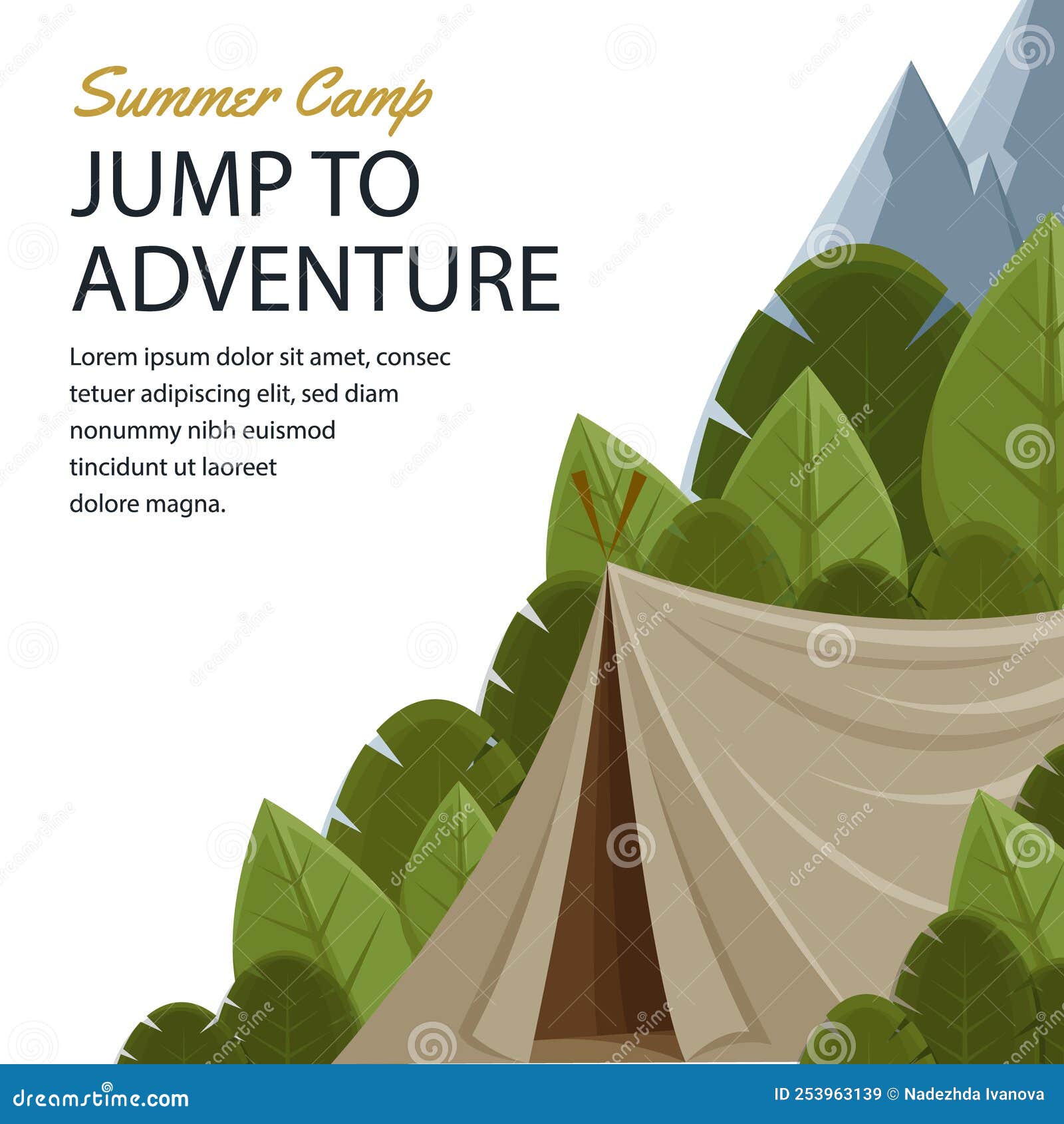 Flat Design Summer Camp Template Vector Illustration Stock Vector ...