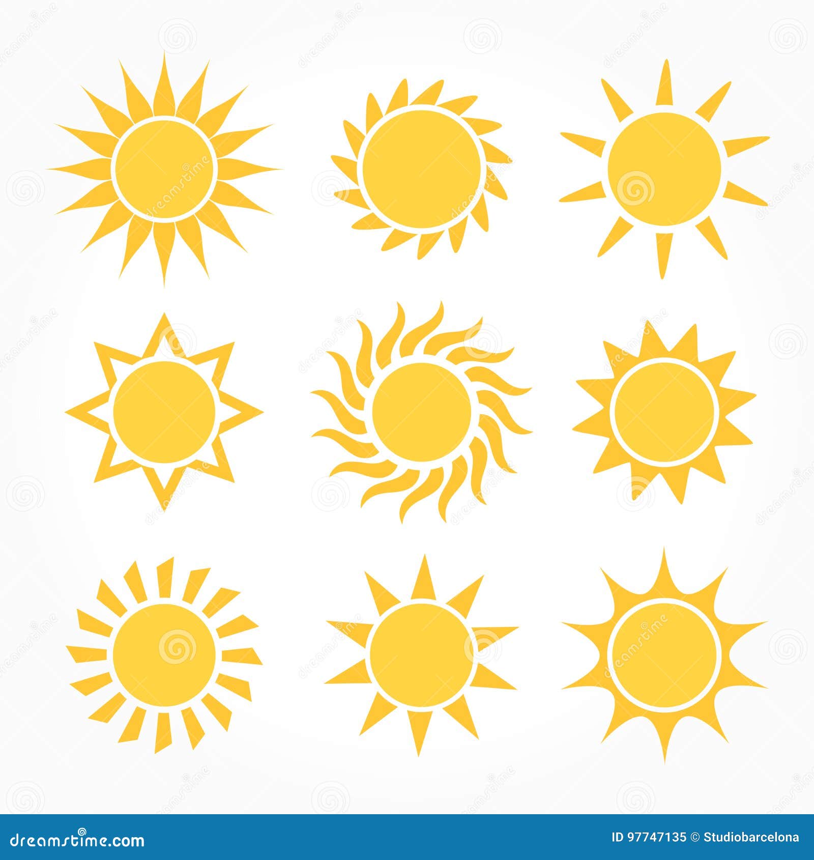 Flat design sun icons stock vector. Illustration of sunlight - 97747135