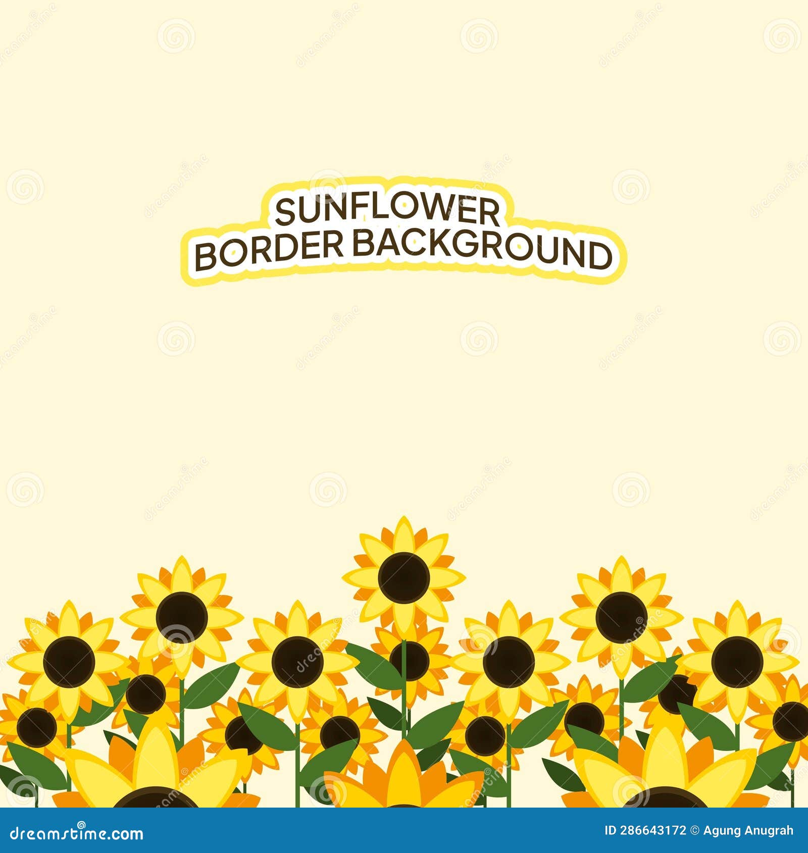 Flat Design Sunflower Border Design for Background in Vector Stock ...