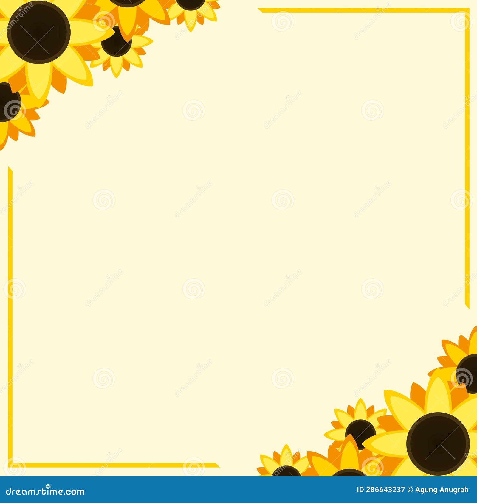 Flat Design Sunflower Frame Design for Background in Vector Stock ...