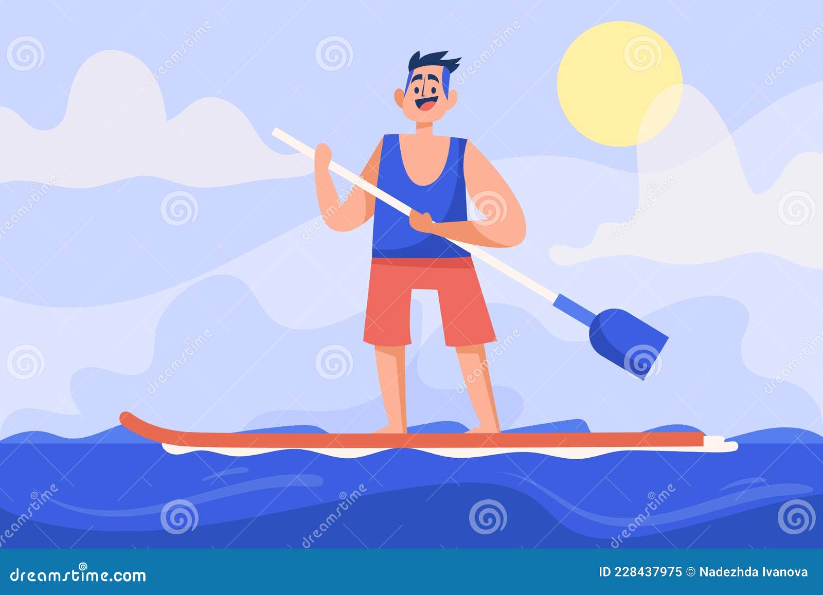 Flat Design Sup Background Vector Illustration. Stock Vector ...