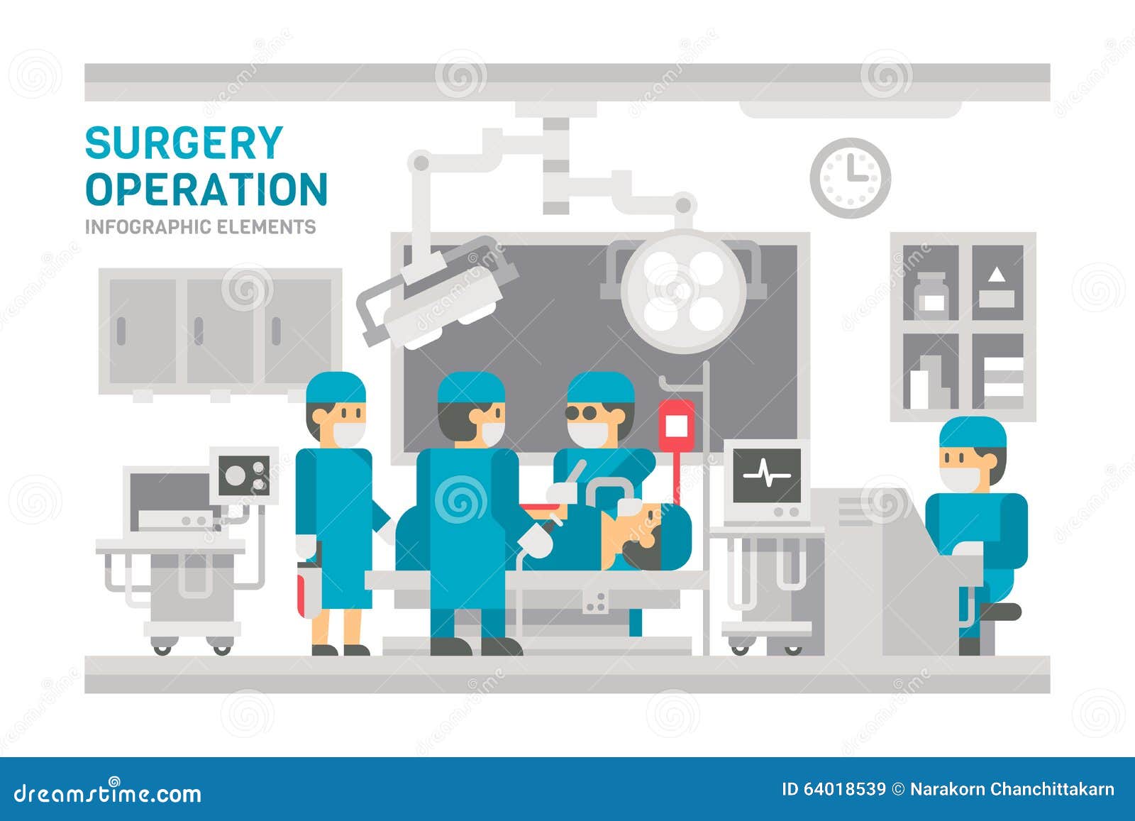 Flat Design Surgery Operating Room Stock Vector - Illustration of ...