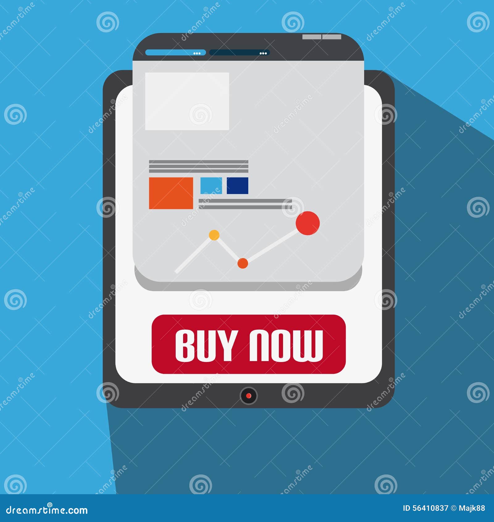Flat Design with Tablet Web Design Stock Illustration - Illustration of ...