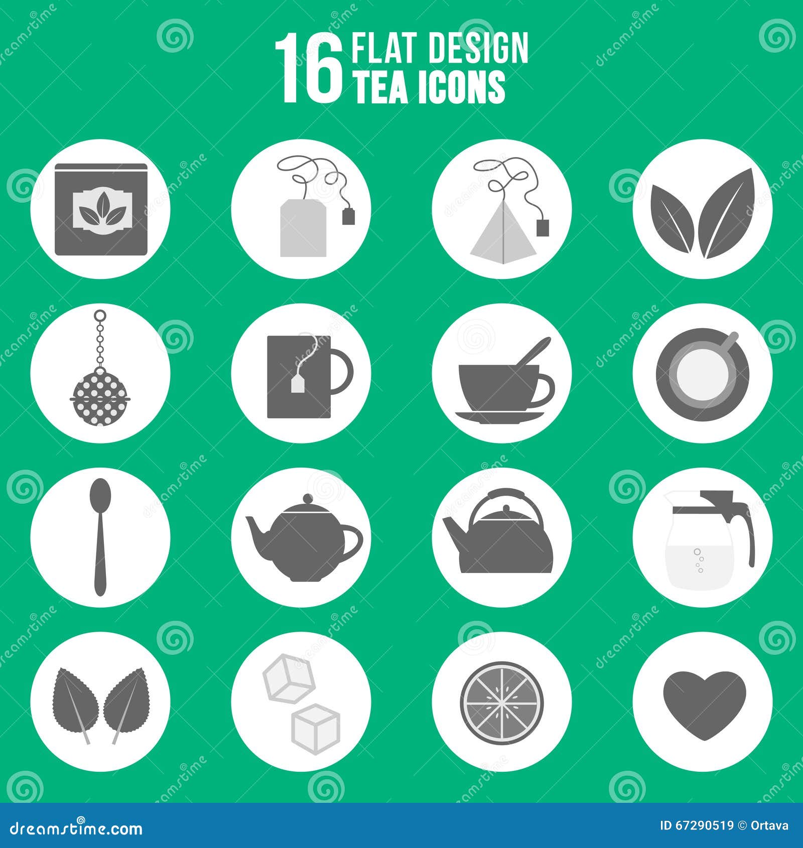 Flat design tea icons set stock vector. Illustration of label - 67290519